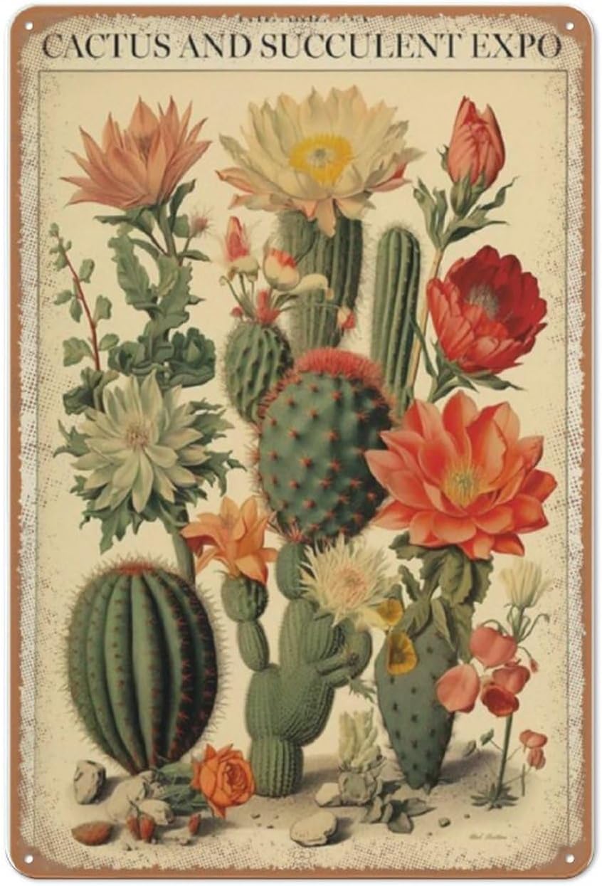 Amazon.com : Allijune Vintage Cactus Print, Cacti Poster, Botanical ...
