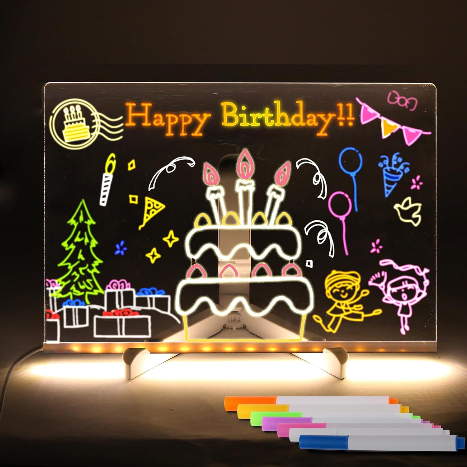 Amazon.com : LED Note Board with Colors, Acrylic Dry Erase Board with ...