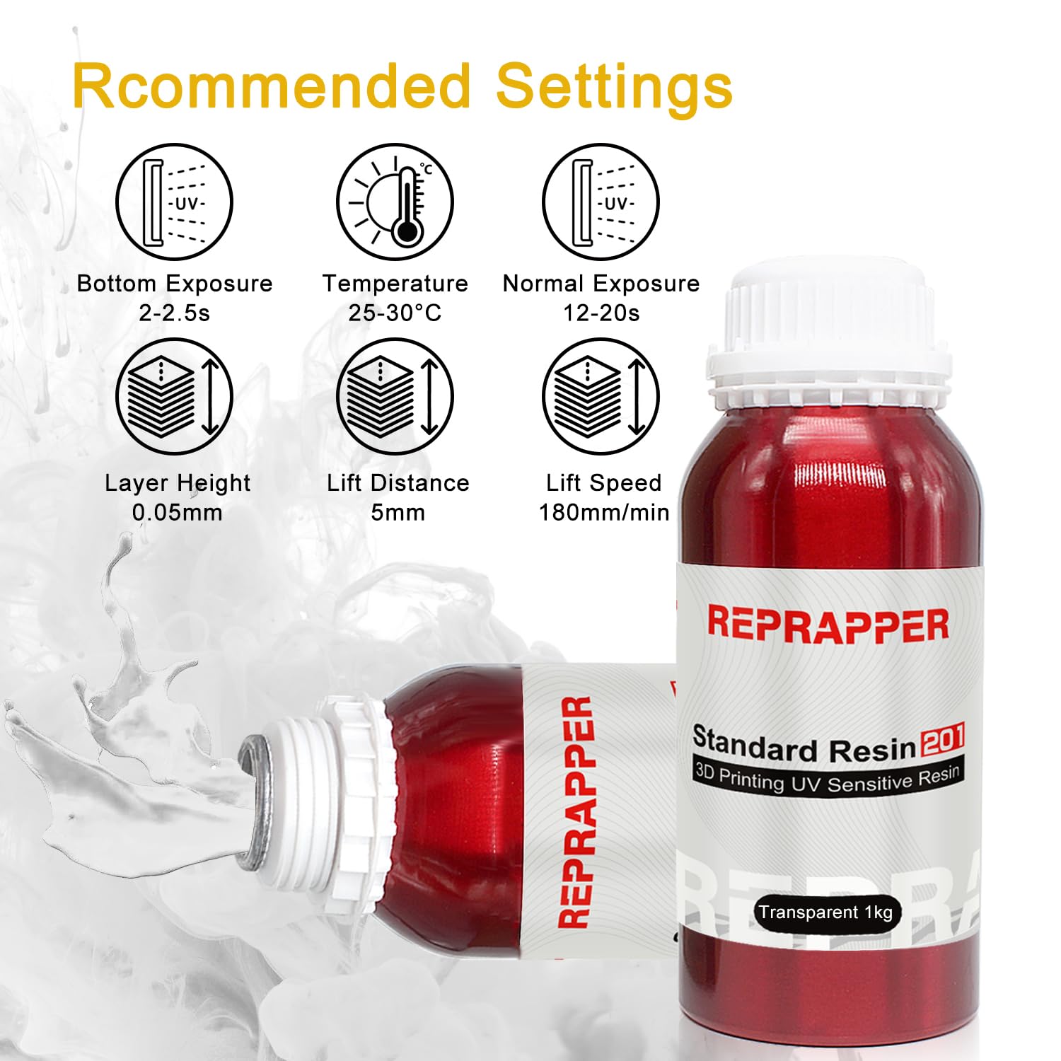 Snapklik.com : Reprapper Transparent 3D Printer Resin, 405nm Fast UV ...