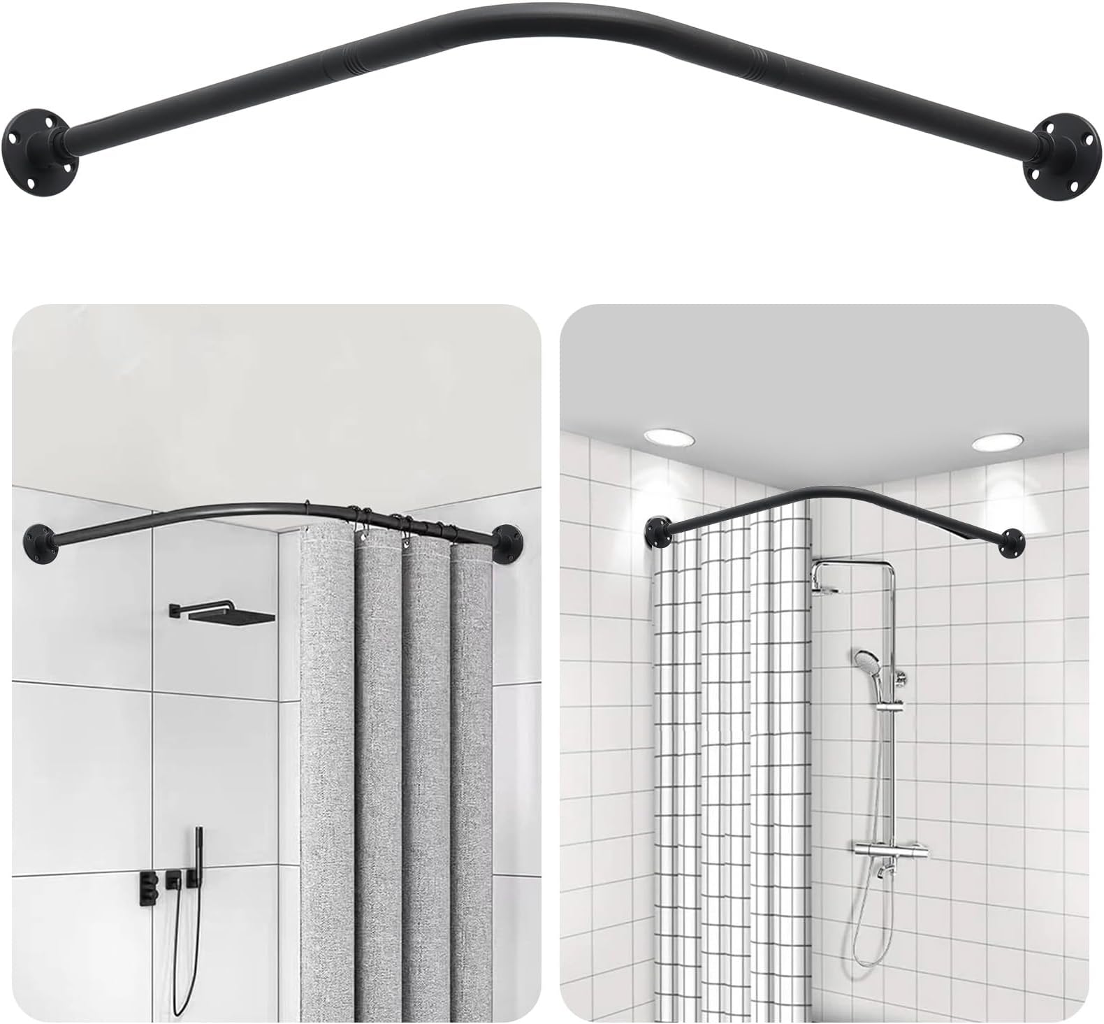 Amazon.com: Corner Shower Curtain Rod, Shower Curtain Rod, Size 50"x50 ...