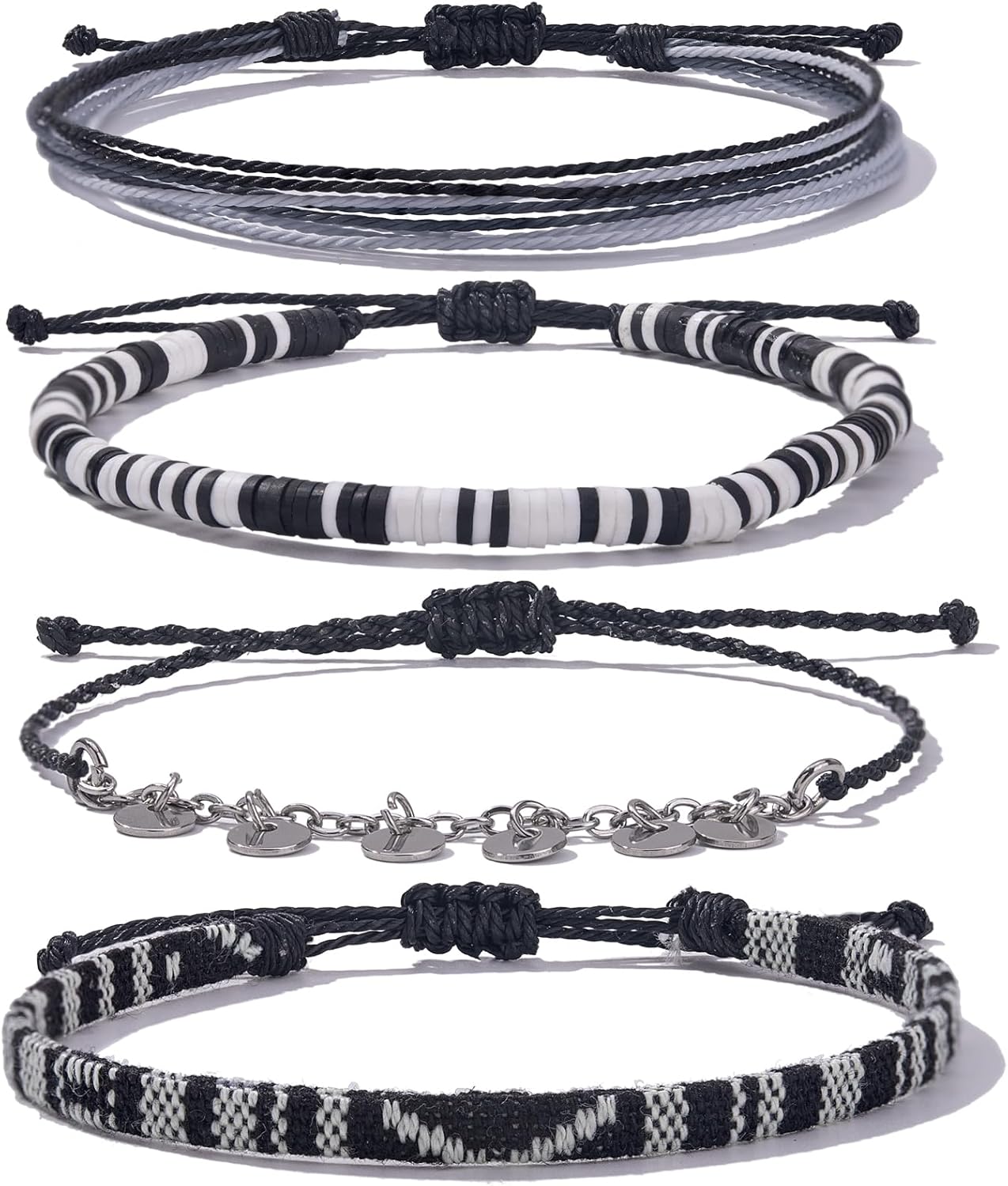 Amazon.com: FANCY SHINY Waterproof String Anklets Boho Clay Beads Ankle ...