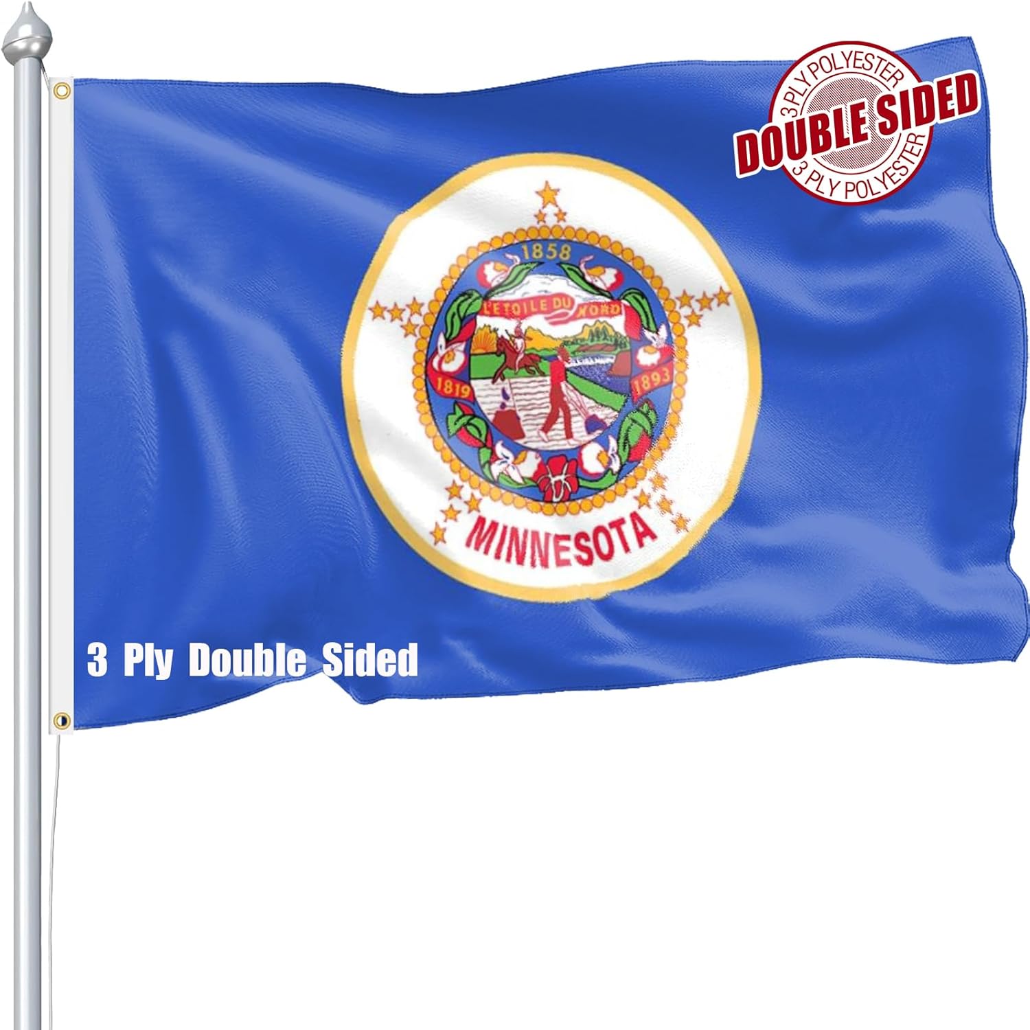 Amazon.com : Nuibers Minnesota Flag 3x5 FT Sturdy for Outside, Heavy ...