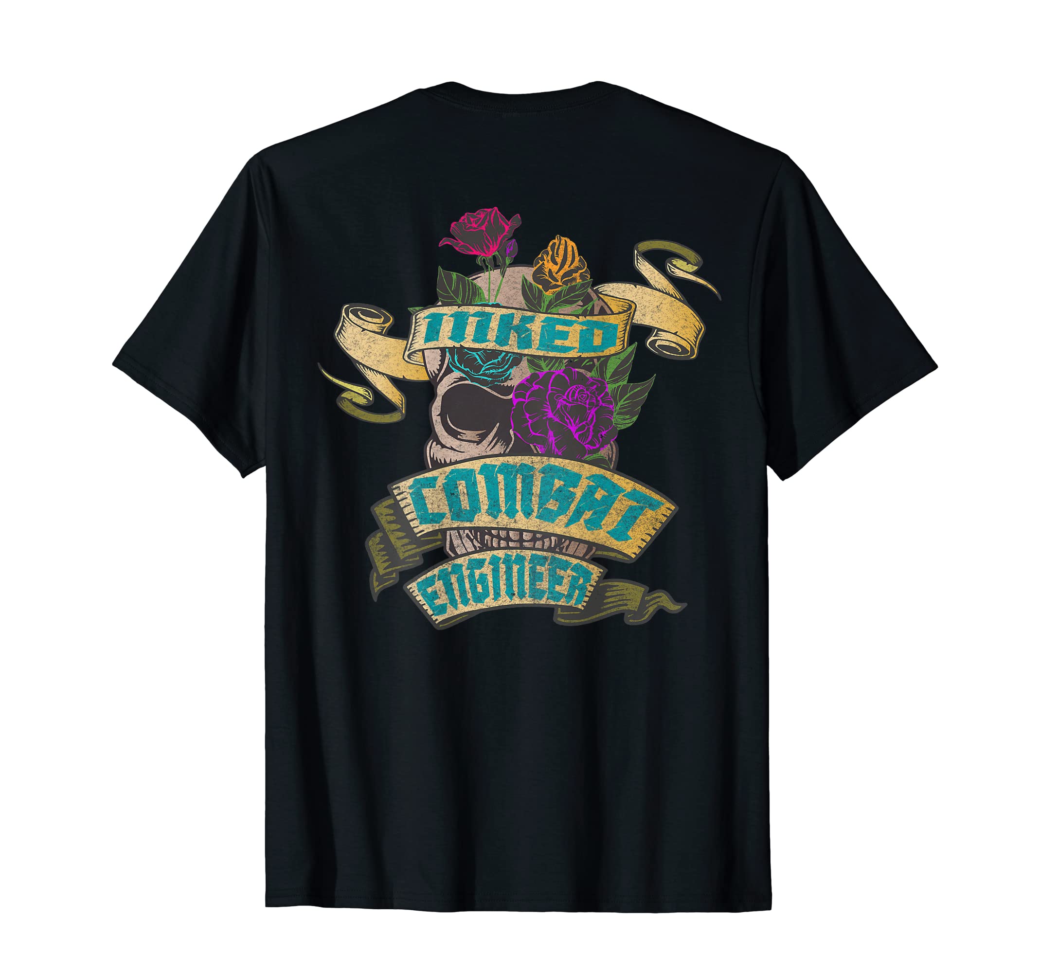 Snapklik.com : Combat Engineer Inked Skull Tattoo Backside Design T-Shirt