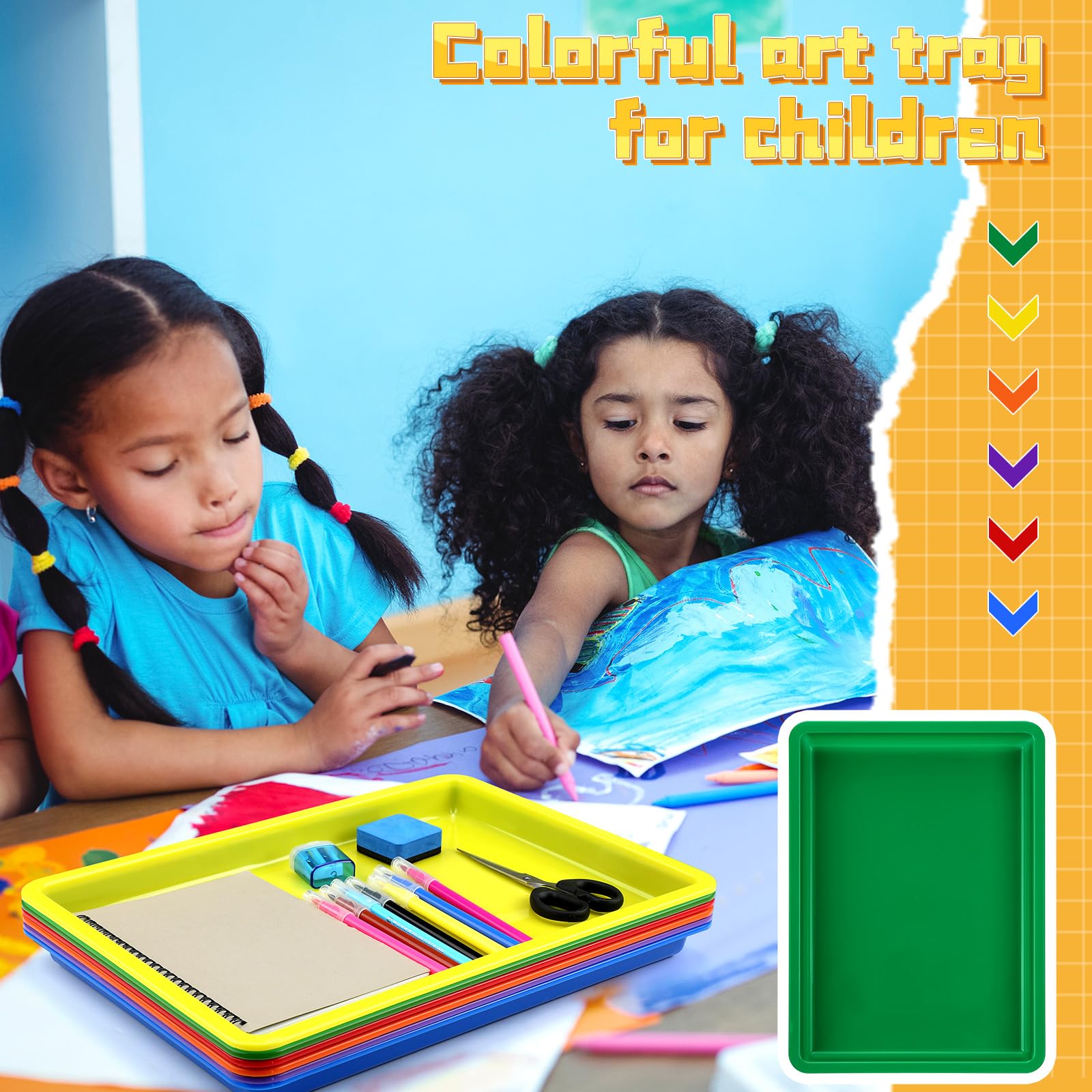 Snapklik.com : Mifoci 6 Pack Large Plastic Art Trays 16x12x1 Inch ...