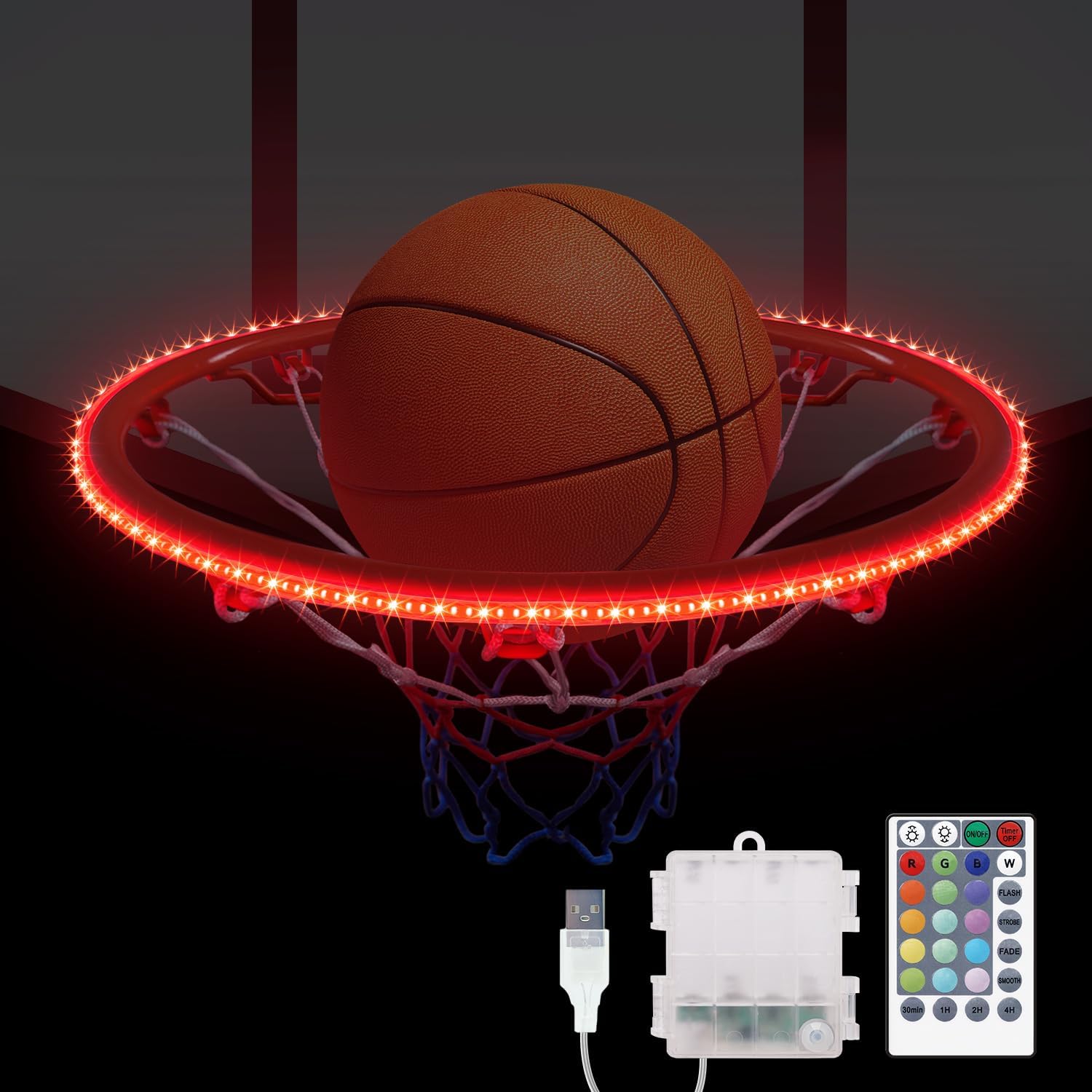 Amazon.com: OMIKA 5FT LED Basketball Hoop Light, RGB Basketball Rim Lights with Remote Control ...