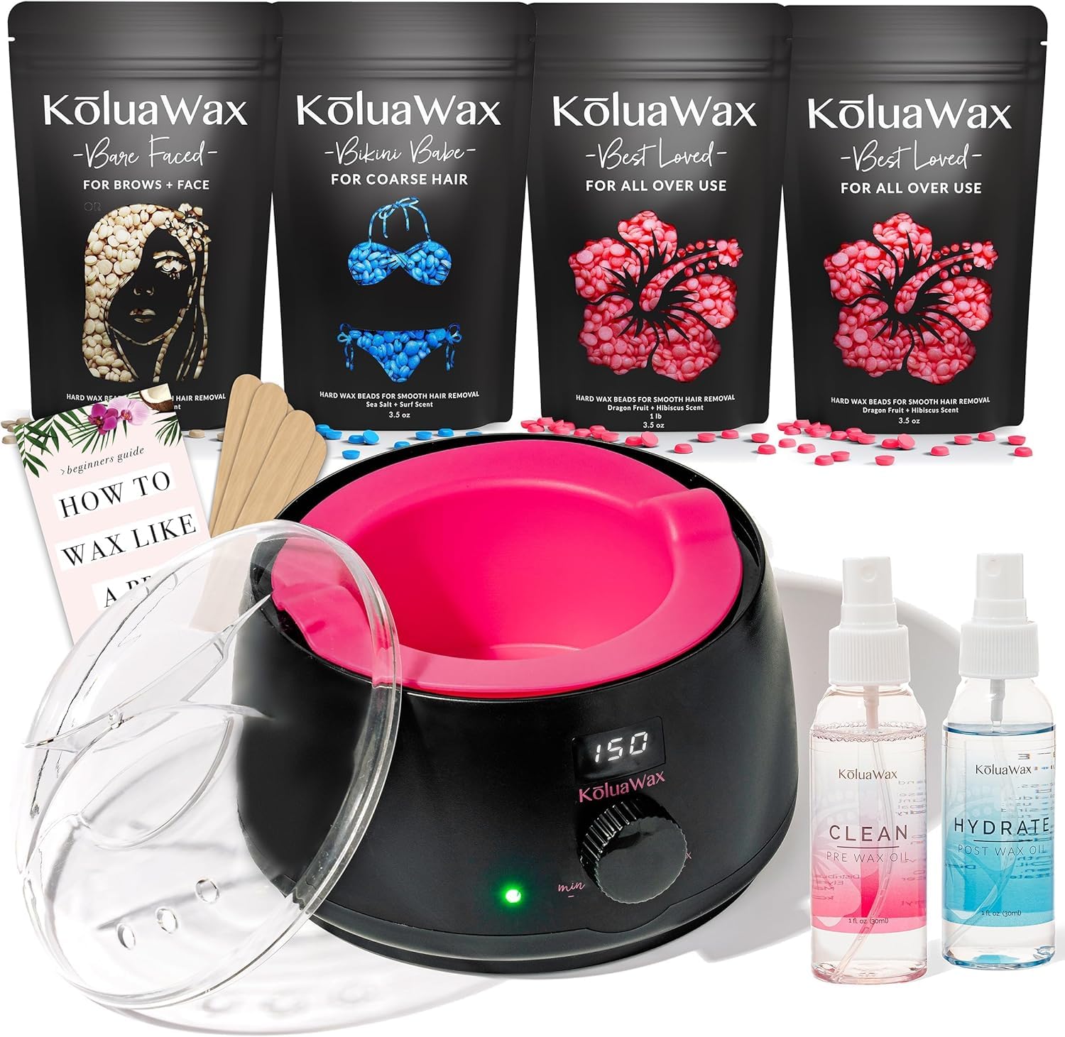 KoluaWax - Premium Waxing Kit for Women - Wax Melt Warmer for Hair ...
