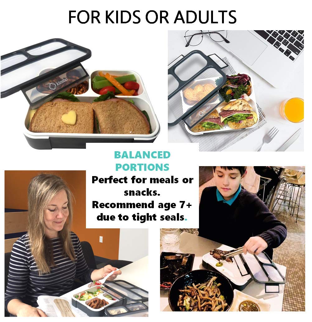 Bento Lunch Box For Adults, Kids | Leakproof Meal Prep Portion Control ...