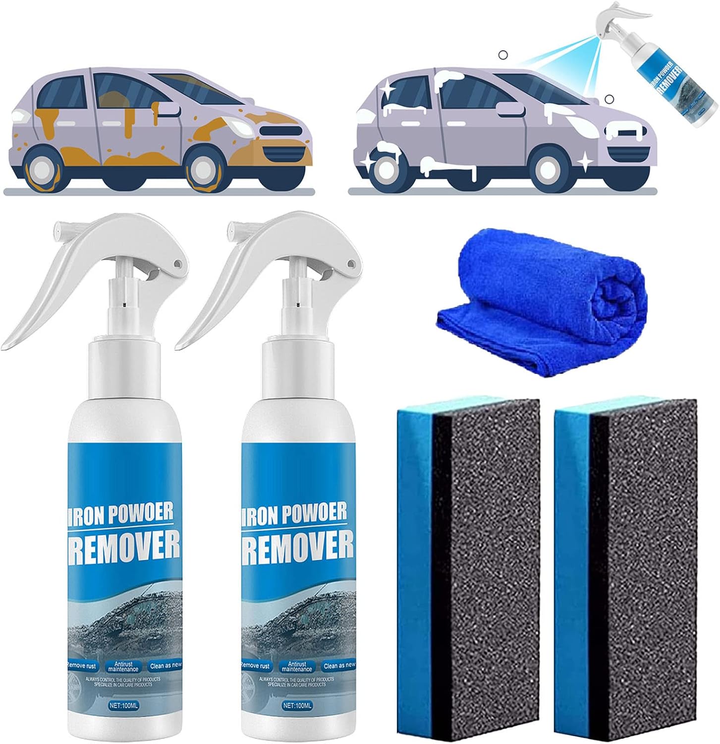 Amazon.com: OUHOE Car Rust Removal Spray 100ml, Car Rust Remover Spray ...