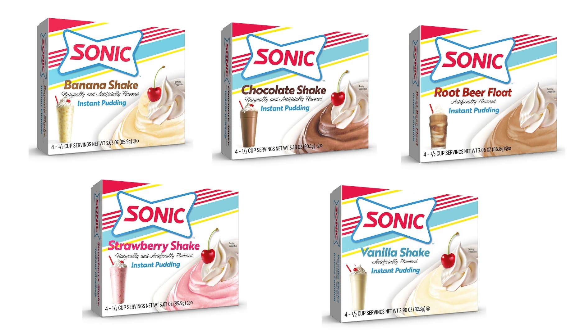 Amazon.com : Sonic Pudding Variety Pack of 5, One Box of Each Vanilla ...