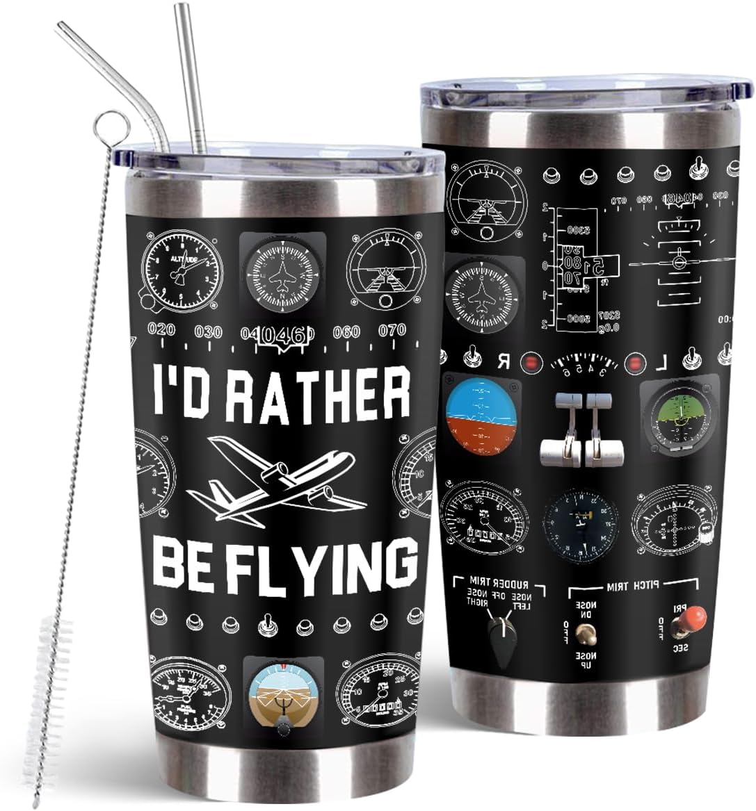 Amazon.com | MoYueno Pilot Gifts, Pilot Tumbler 20 Oz With Brush ...