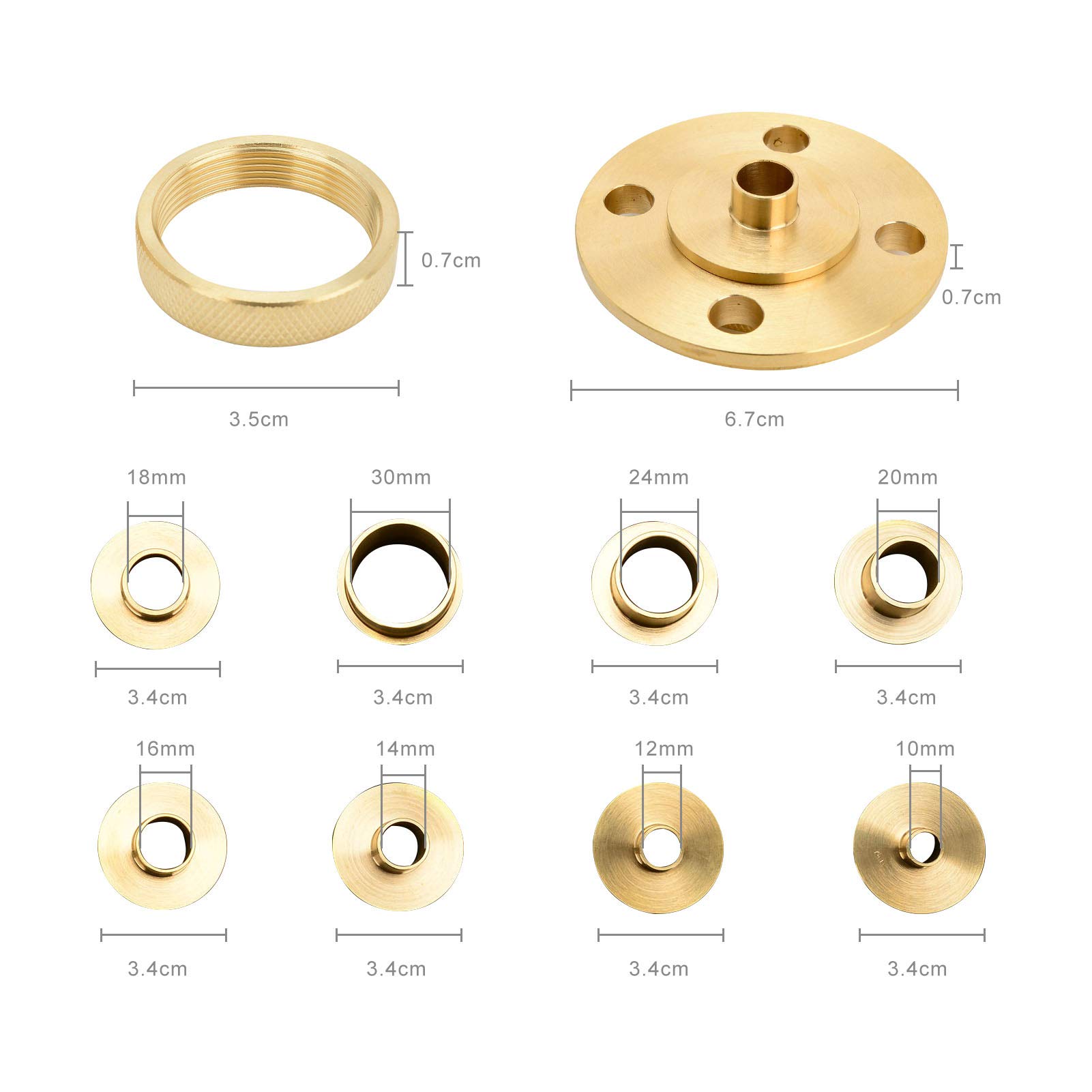 Shoze 10PCS Brass Router Boot Kits Solid Brass Template Guide Kit Cnc ...