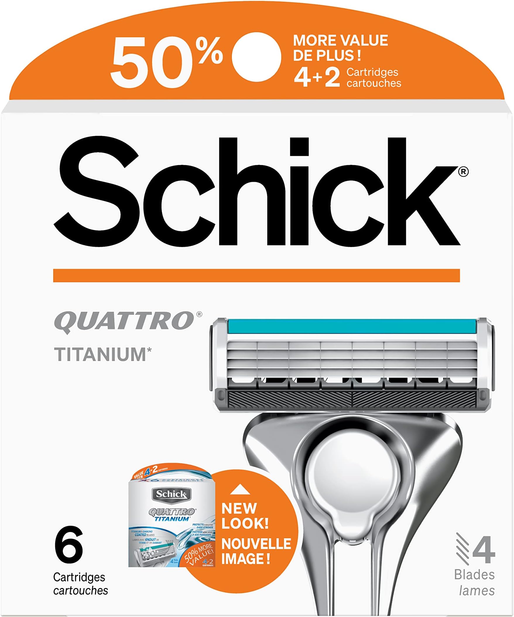 Amazon.com: Schick Quattro Titanium Razor Refills, 8ct | Schick Razor ...