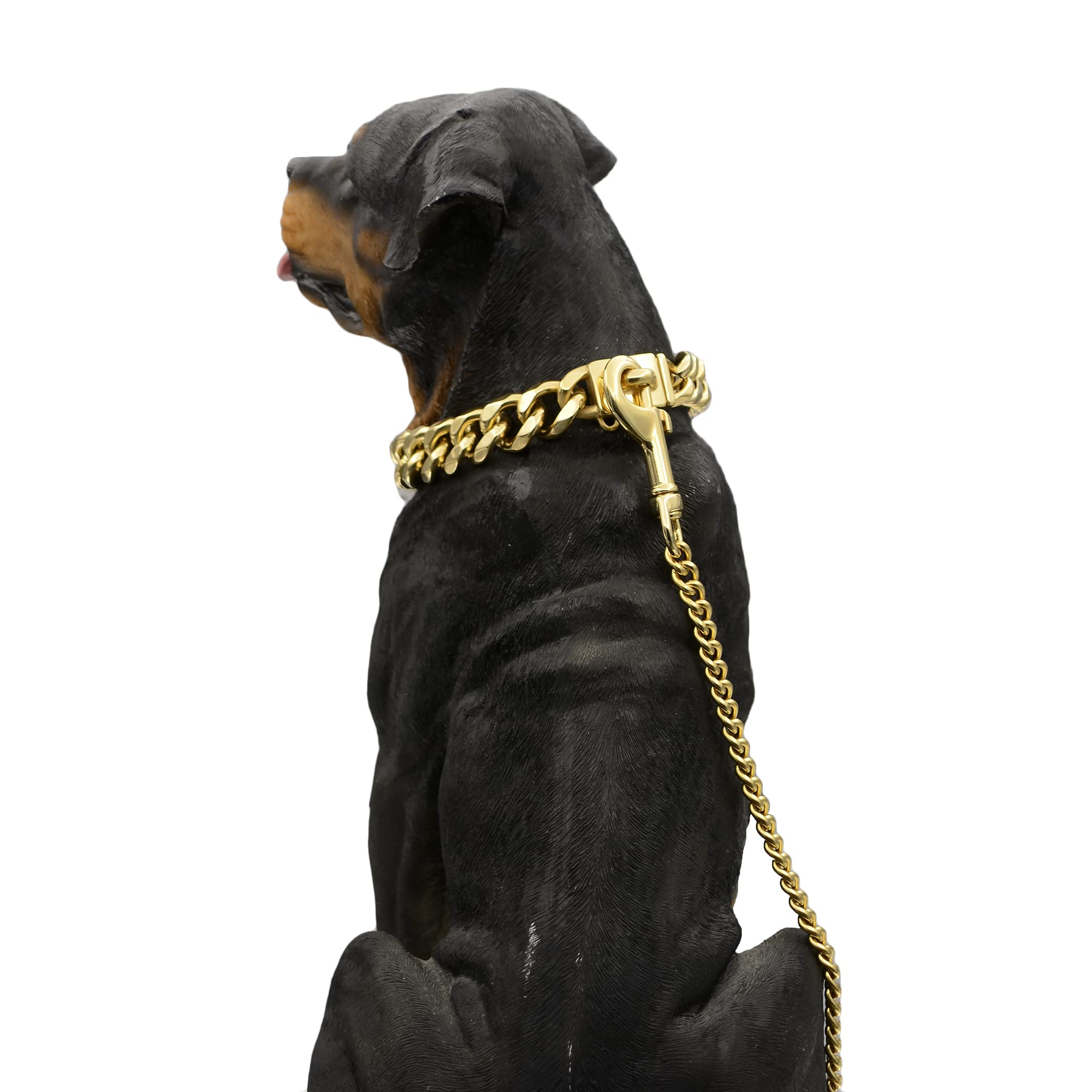 18K Gold Dog Chain Collar Walking Metal Chain Collar with Design Secure ...