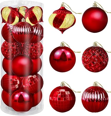 Amazon.com: Valery Madelyn 24ct 60mm Traditional Red Green and Gold ...