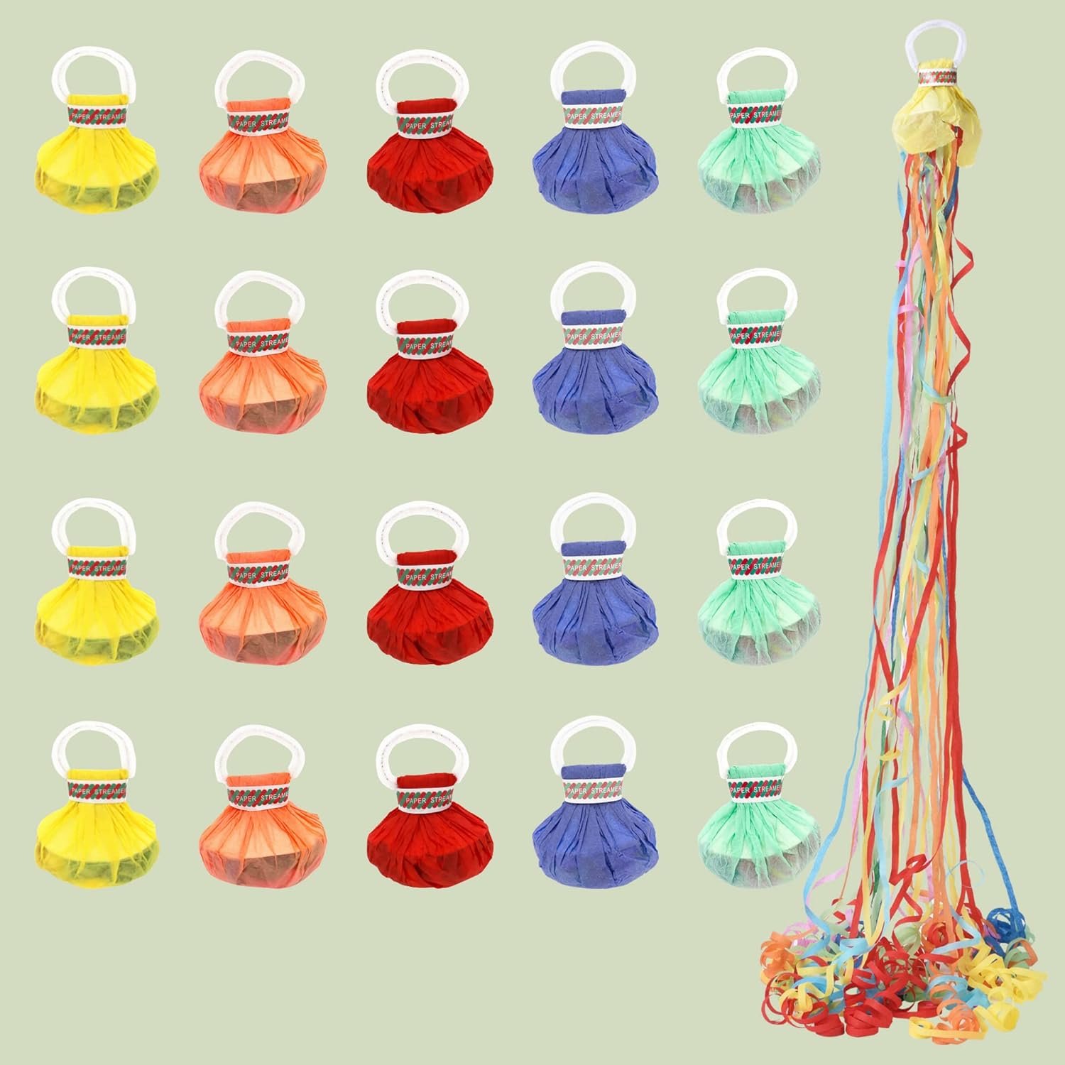 Amazon.com: 20 Pack Streamer Poppers | No Mess Confetti Crackers | Hand ...