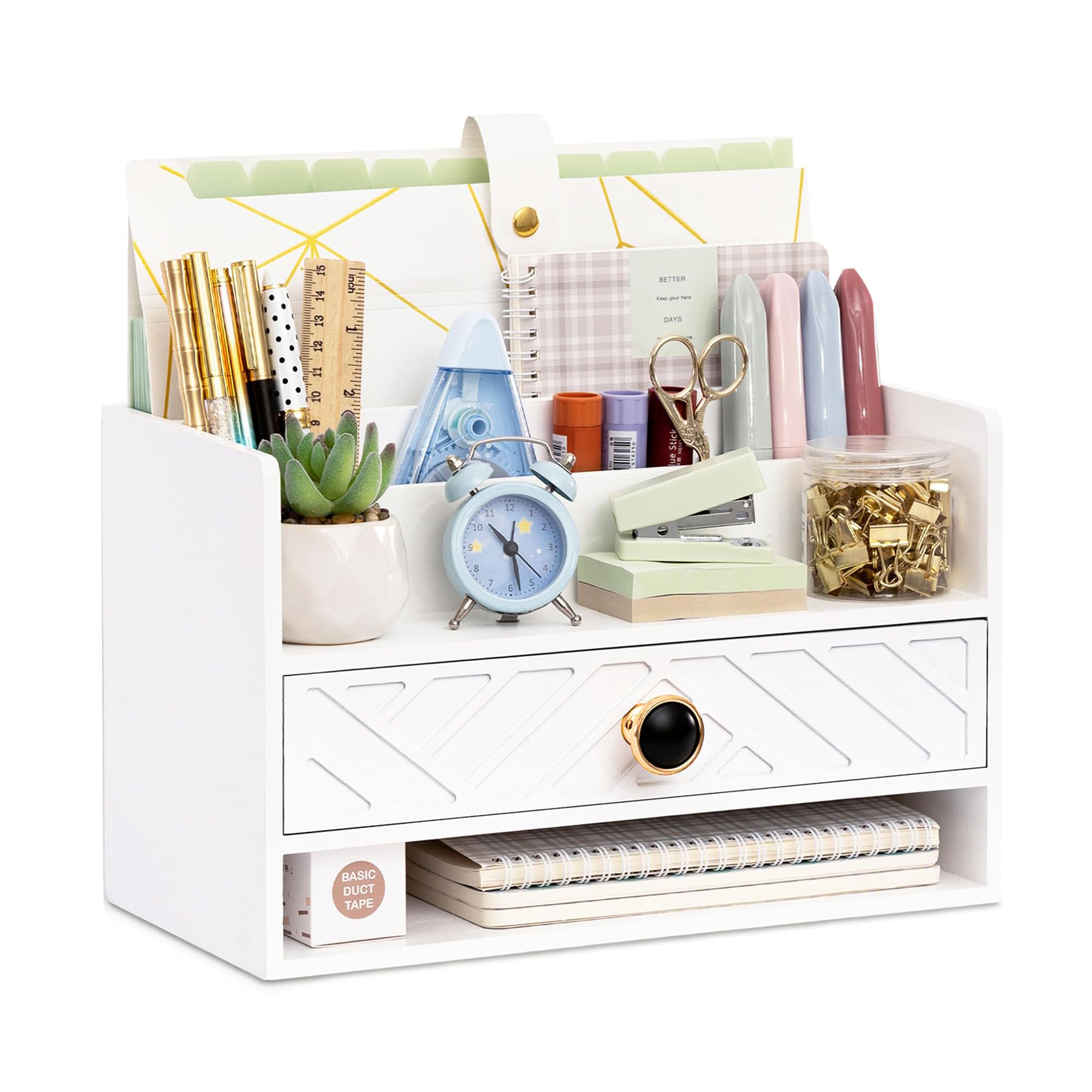 dreampossible white Wood Desk Organizer and Accessories with Drawer ...
