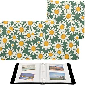 Amazon.com: White Daisies Flower Green Photo Album Self Adhesive PU ...