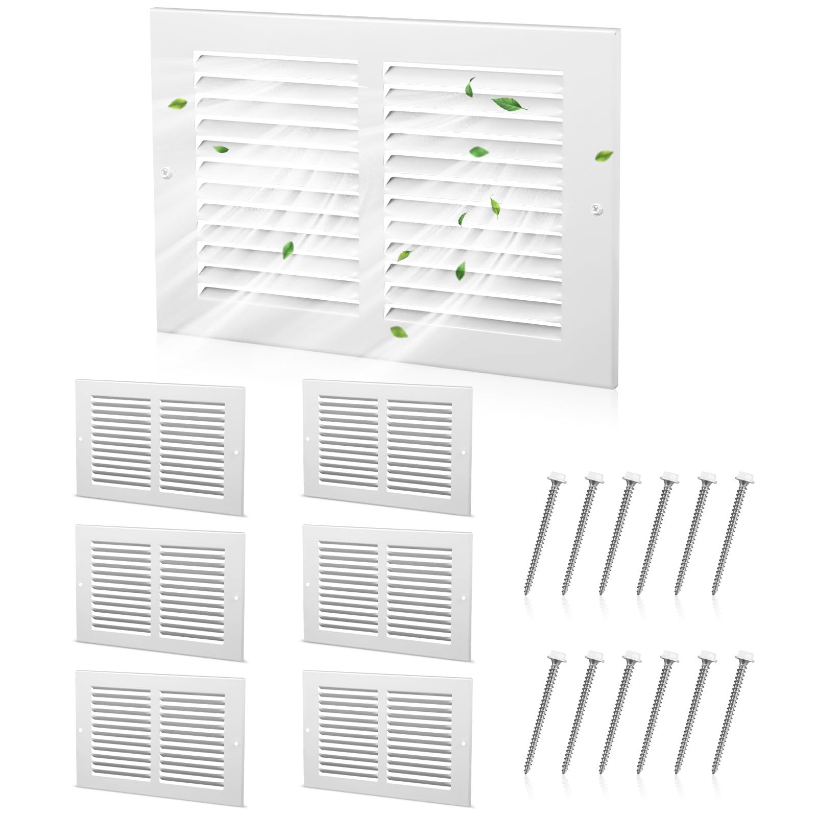 Pelopy 6 Pcs Air Return Grille Vent Covers White HVAC Vent Duct Cover ...