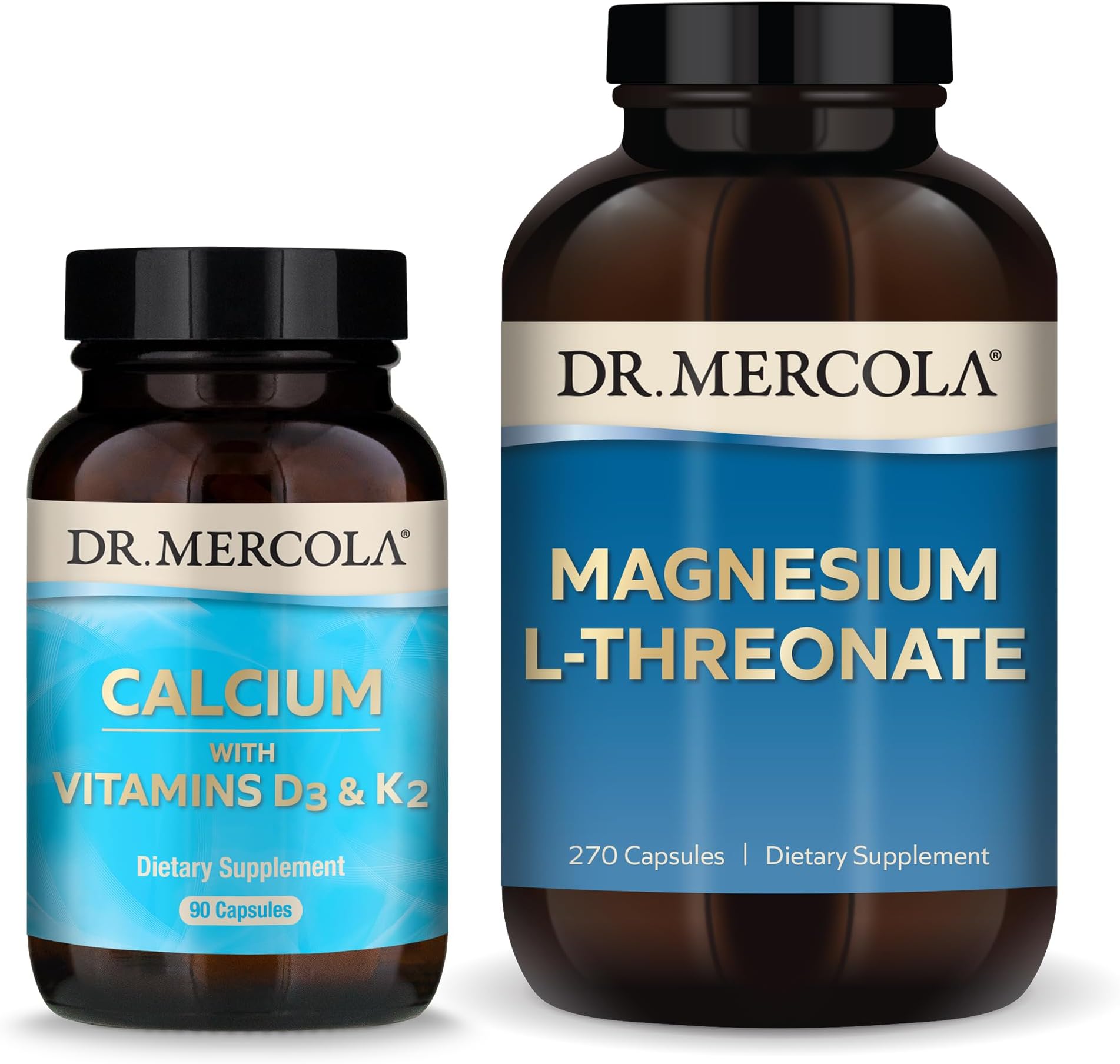 Amazon.com: Dr. Mercola Magnesium L-Threonate & Calcium with D3 & K2 ...