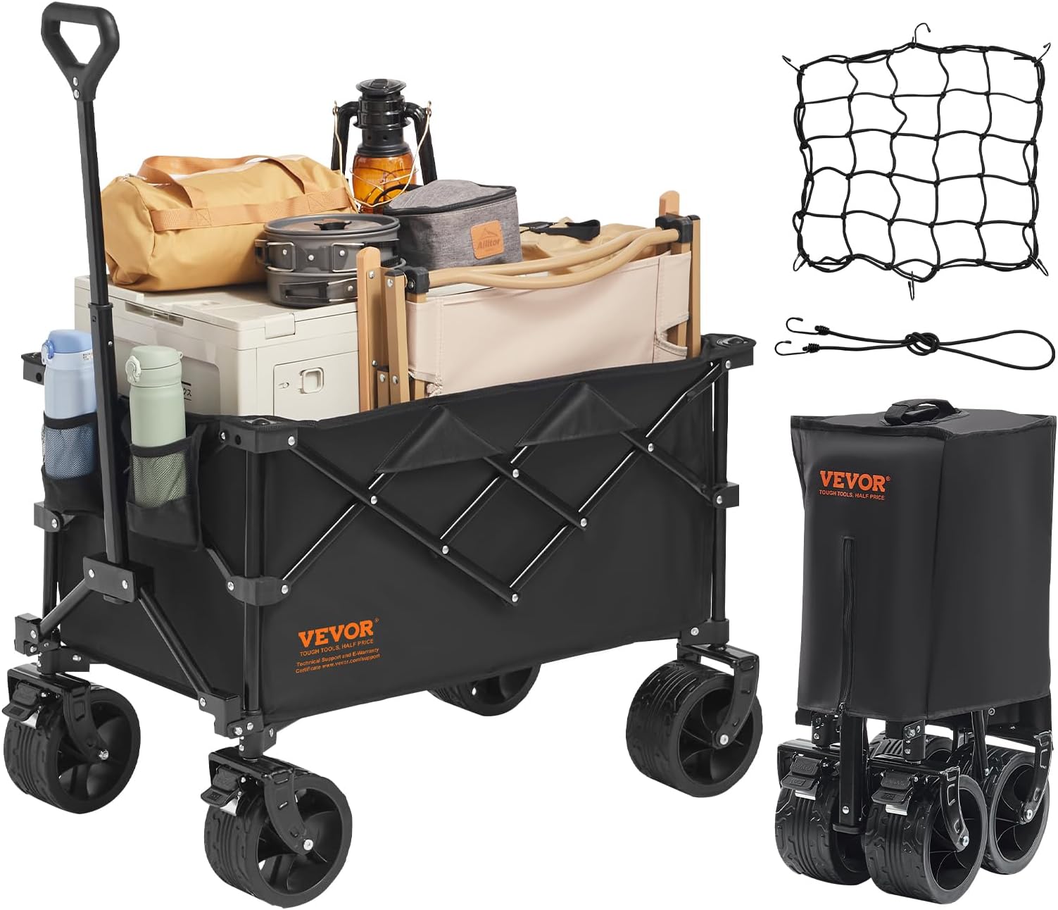 Amazon.com : VEVOR 220L/350lbs Collapsible Folding Wagon, Heavy Duty ...