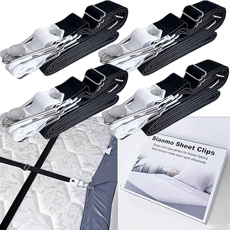 Amazon.com: Bed Sheet Holder Straps- Adjustable Fitted Sheet Clips Bed ...