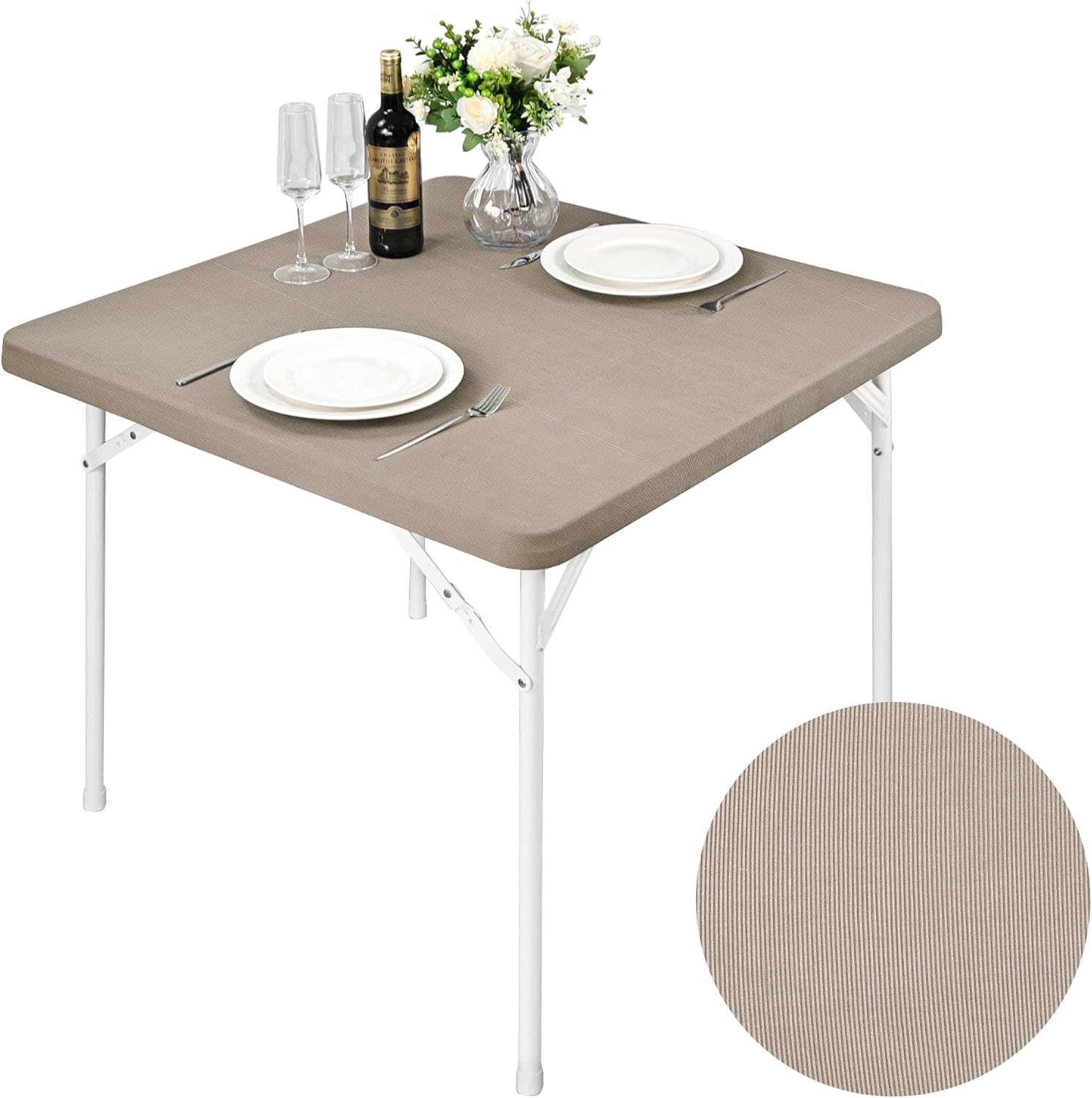 Amazon.com: Monibana Square Fitted Card Tablecloth Elastic Table Topper ...