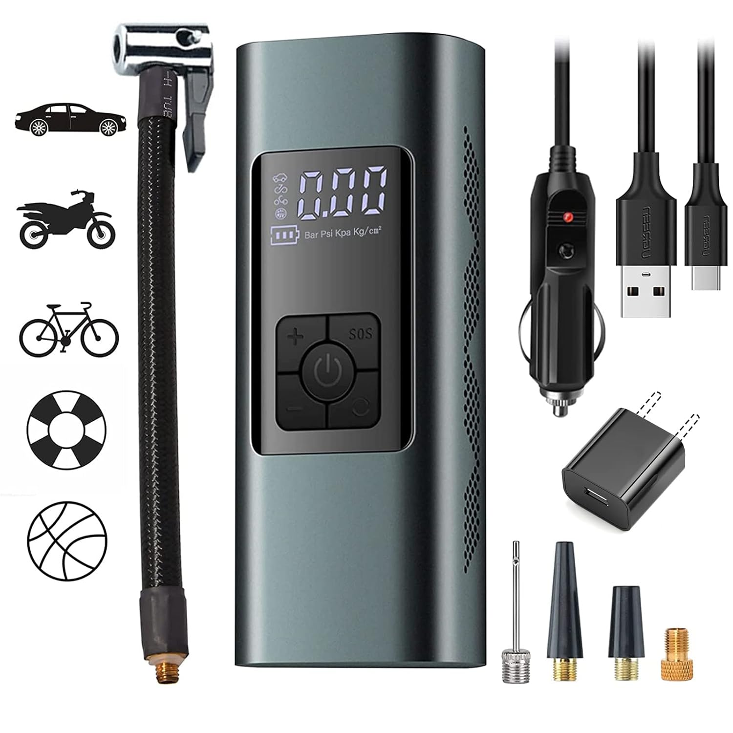 Portable Tyre Inflator Air Compressor Rechargeable DC12V 6000mAh Mini ...