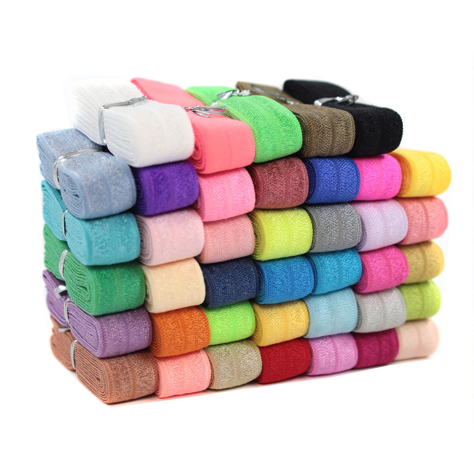 Amazon.com: 40 Colors Fold Over Elastic, 40 Yards Solid Color Trim ...