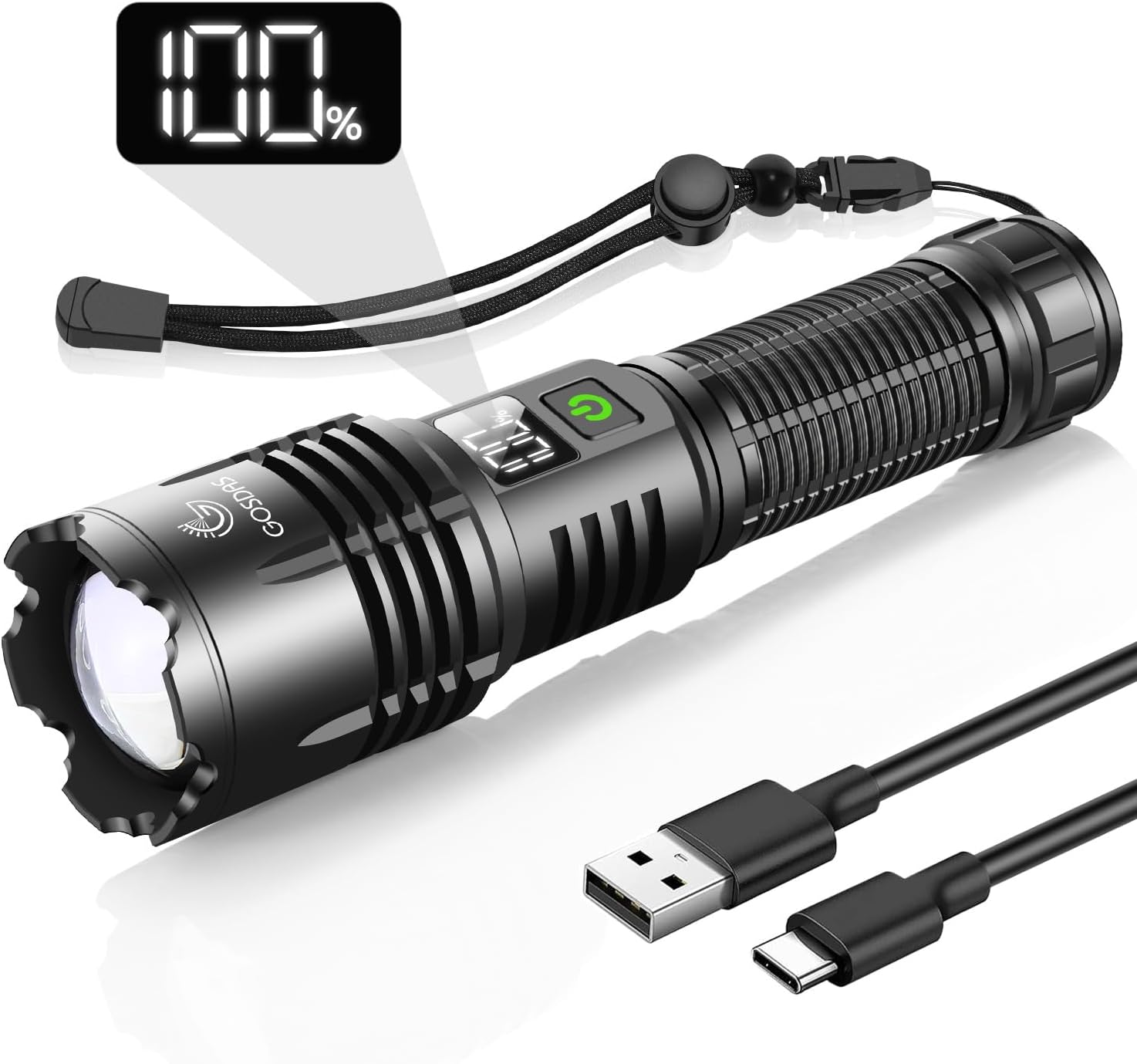 Gosdas Taschenlampe LED Aufladbar Extrem Hell, Multifunktionale ...