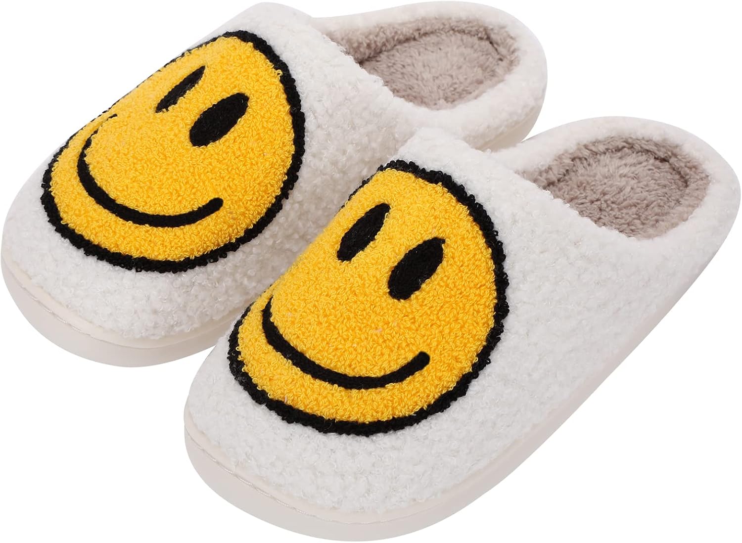 Amazon.com | Qubuwalk Retro Happy Face Slippers Bad Cute Bunny Slippers ...