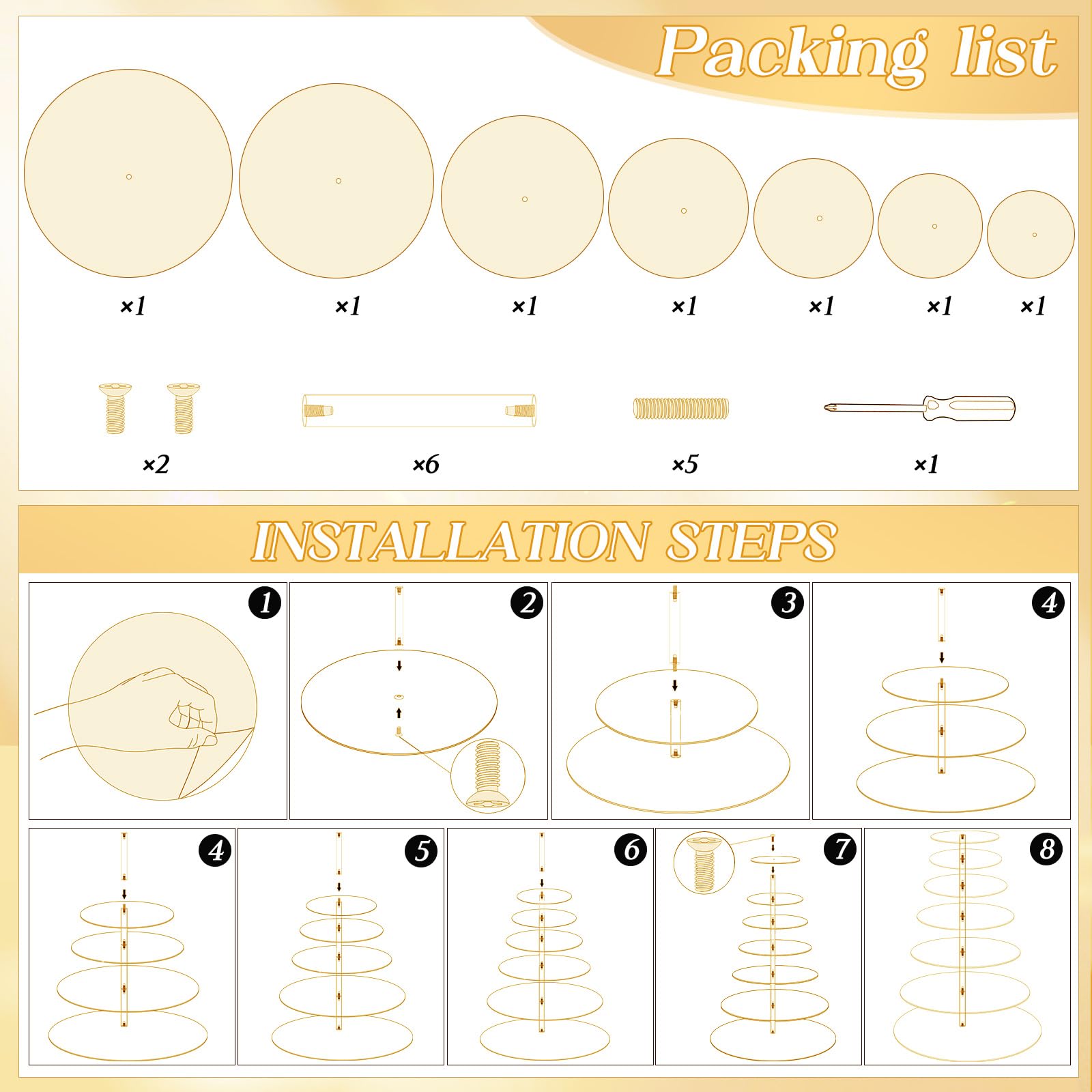 Snapklik.com : 7 Tier Gold Mirror Cupcake Stand Round Cupcake Display ...