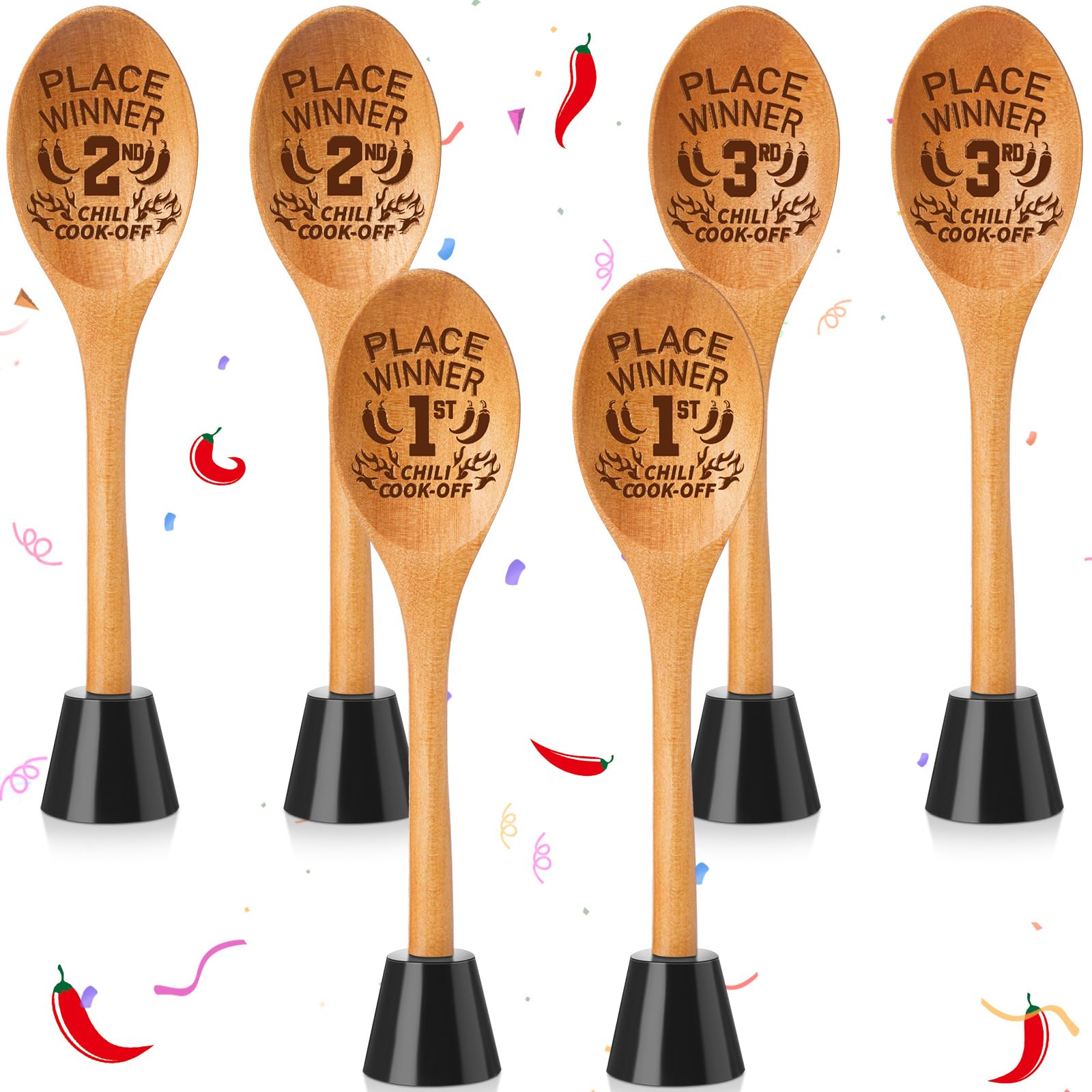 Amazon.com: Sunnychicc 6 Pcs Chili Cook off Prizes Wooden Spoon Trophy ...
