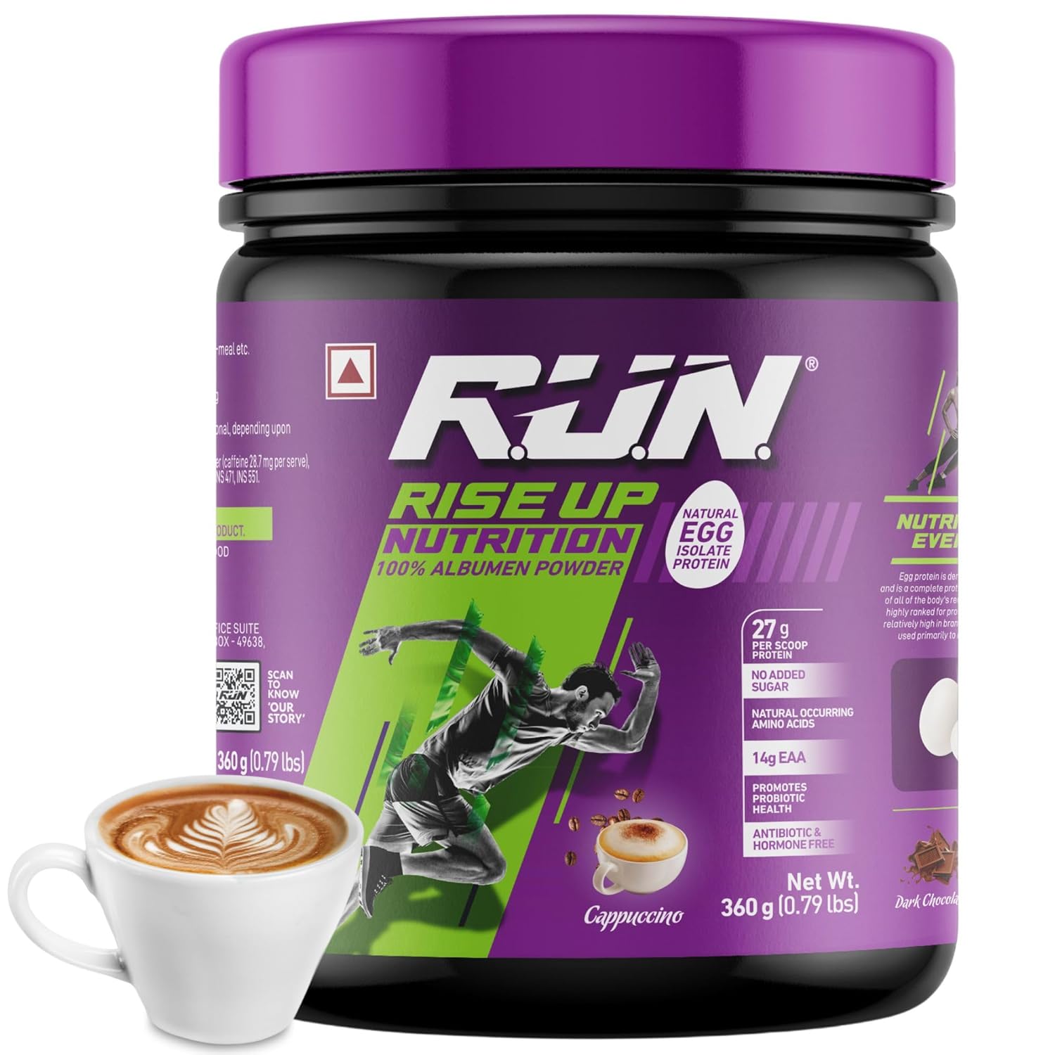 R.U.N-RISE UP NUTRITION Egg White Protein Powder for Athletes,Gym ...