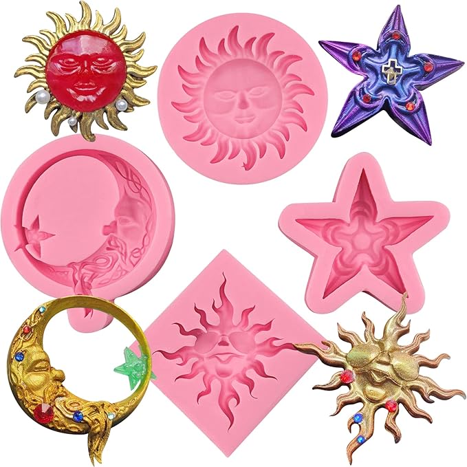 Amazon.com: Greek Sun God Fondant Molds 4pcs, Moon Star Cake Decorating ...