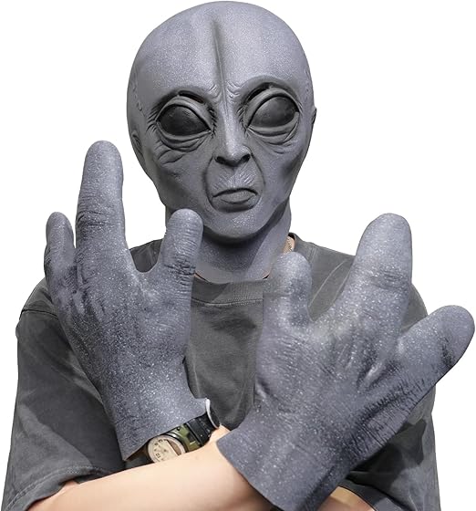 Amazon.com: THINKKEEN Alien Mask Set with Alien Gloves, Latex Full Head ...