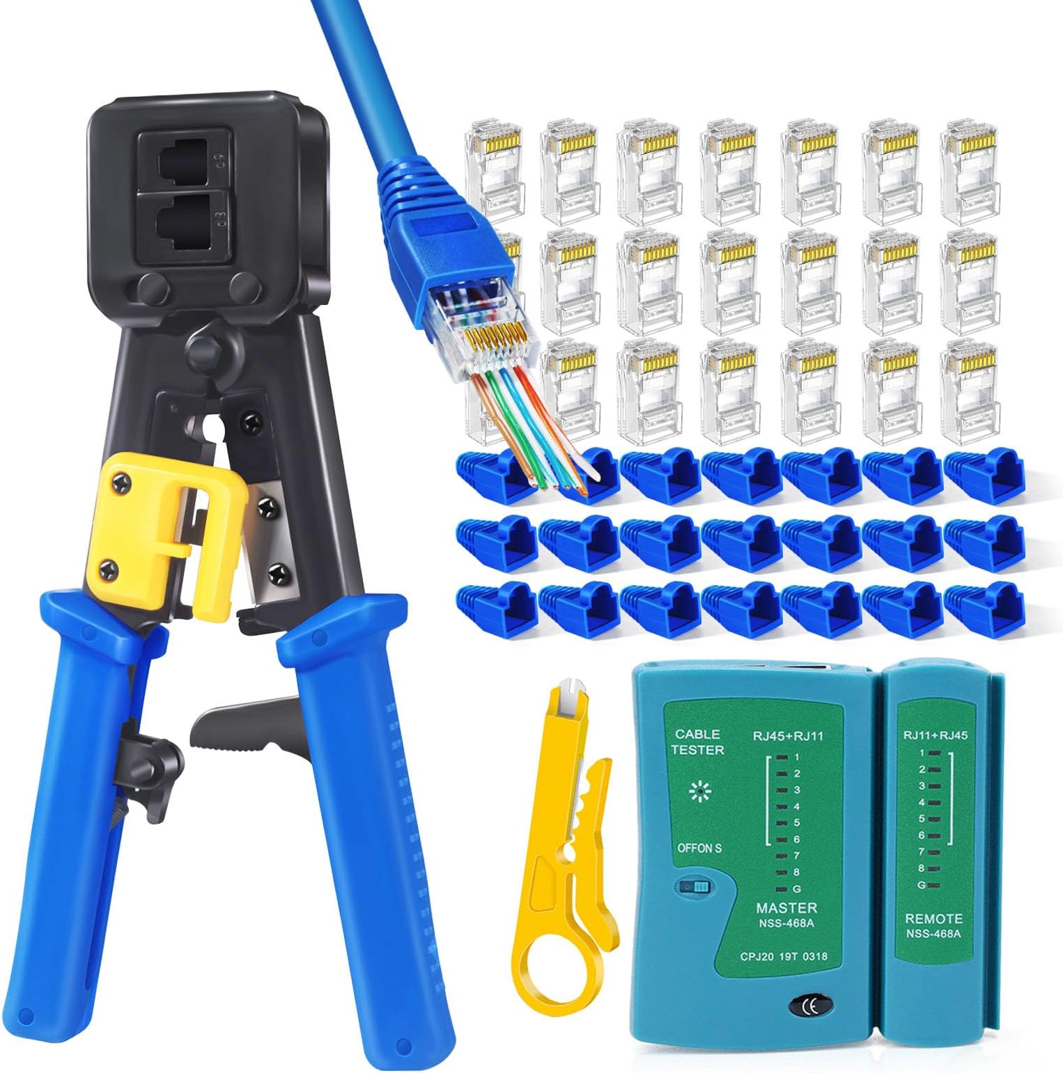 RJ45 Crimping Tool Kit Ethernet Crimp Set, RJ-11, 6P/RJ-12, 8P/RJ-45 ...