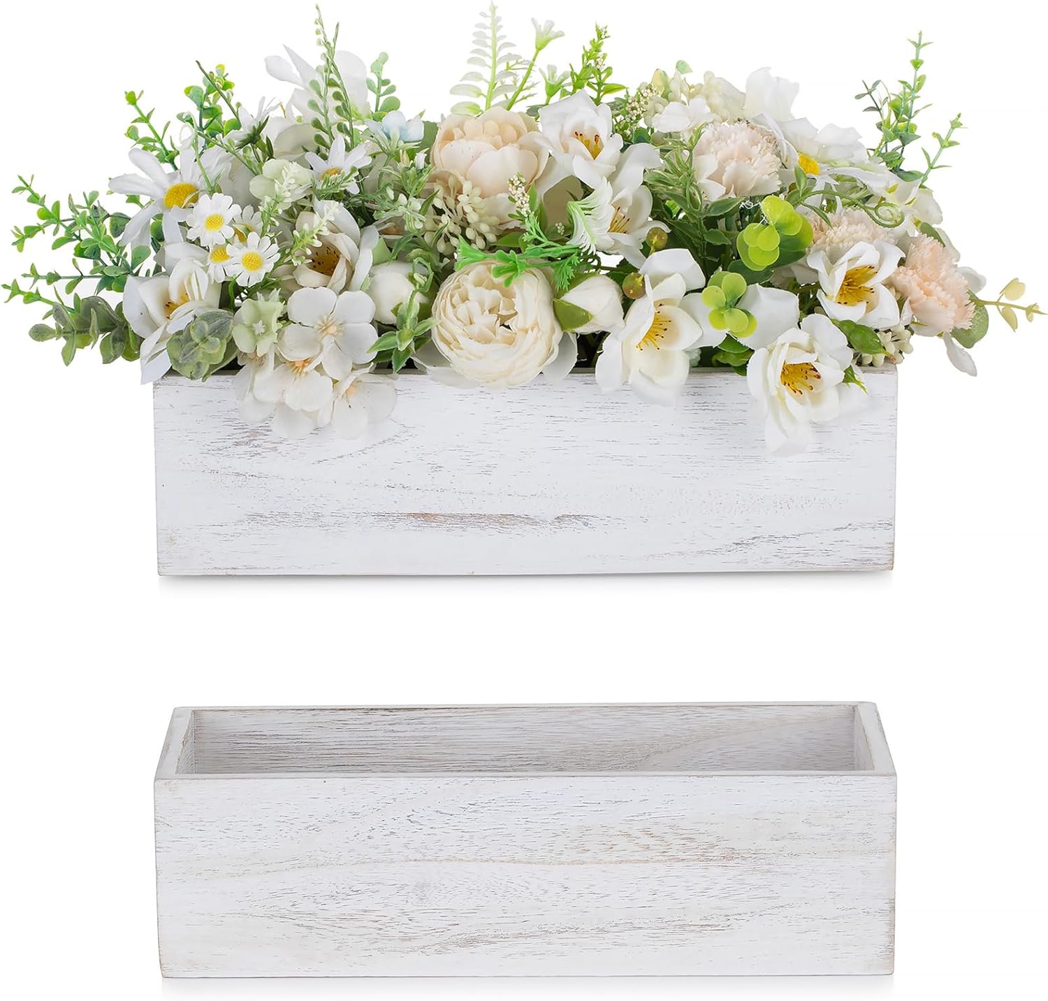 Amazon.com: NUPTIO Wooden Box Centerpiece for Table: 2 Pcs 11.8" Long ...