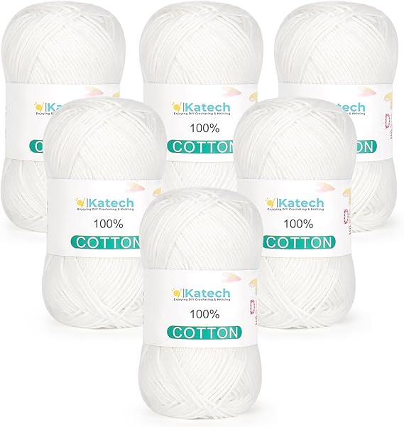 Amazon.com: Katech Pure Cotton Yarn for Crocheting & Knitting–Soft ...