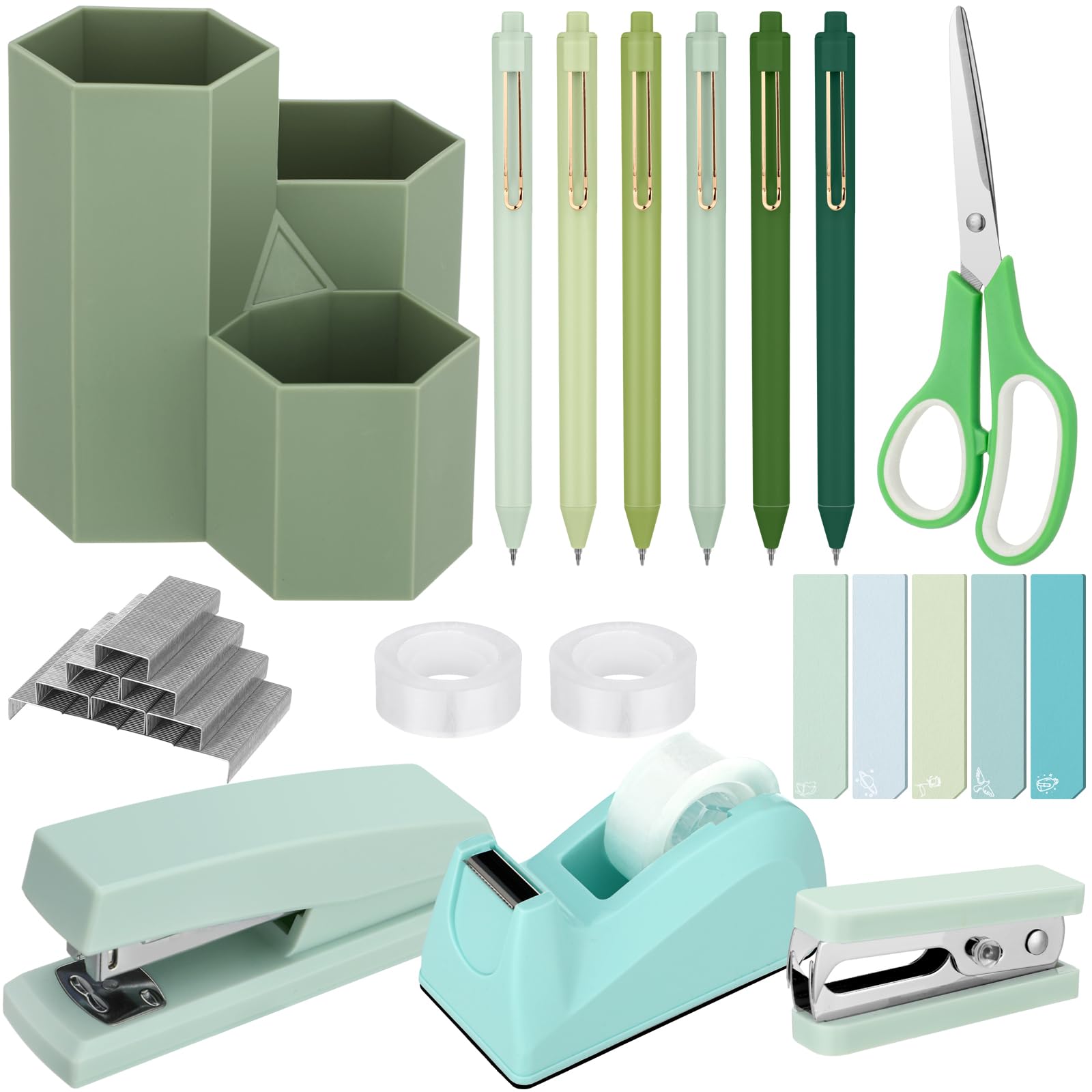 Amazon.com : Dunzoom Sage Green Desk Accessory Kit Green Office ...