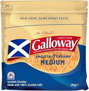 Galloway Medium Grated Cheddar, 200 g : Amazon.co.uk: Grocery