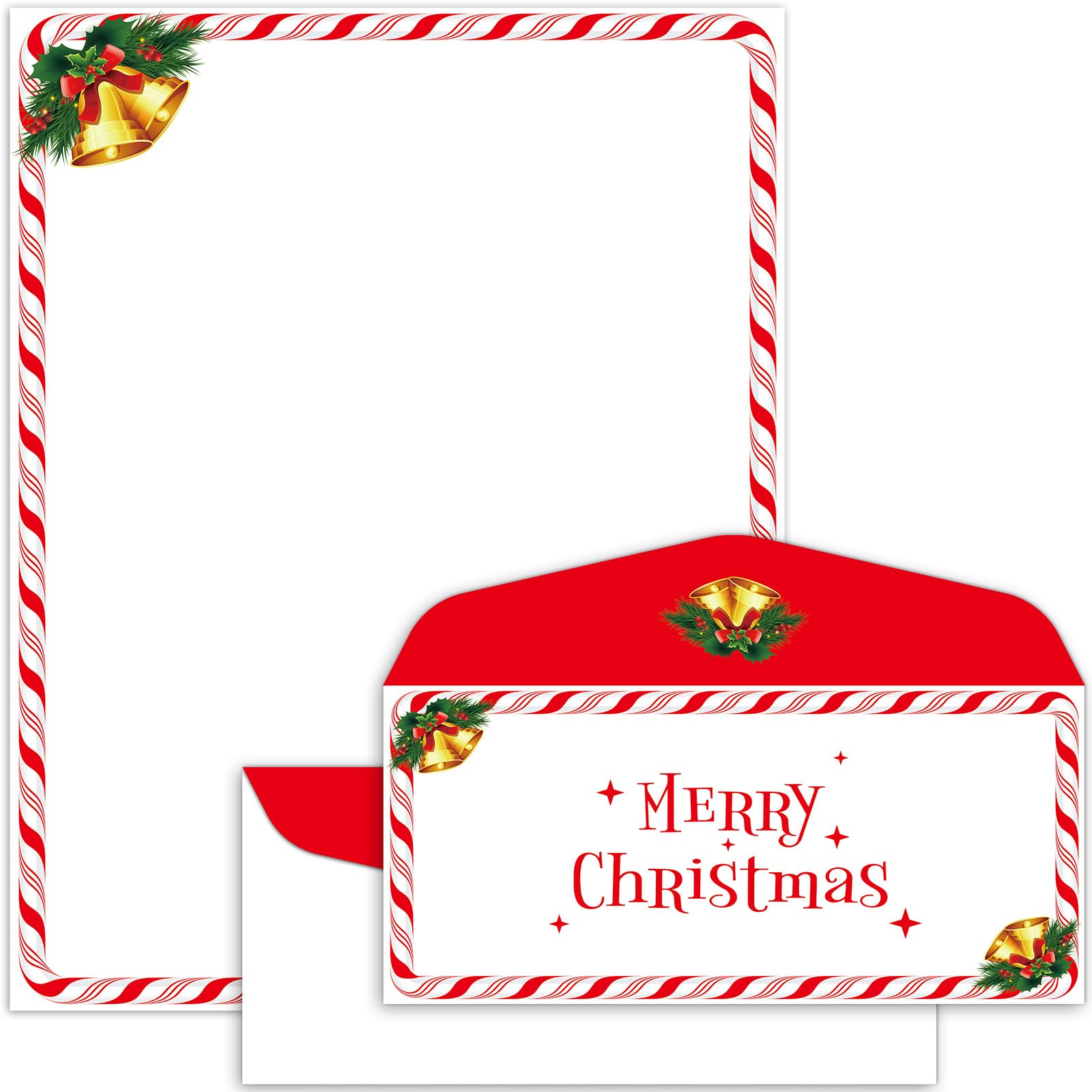 Amazon.com : 50 Sets Christmas Stationery Paper with Envelopes Candy ...