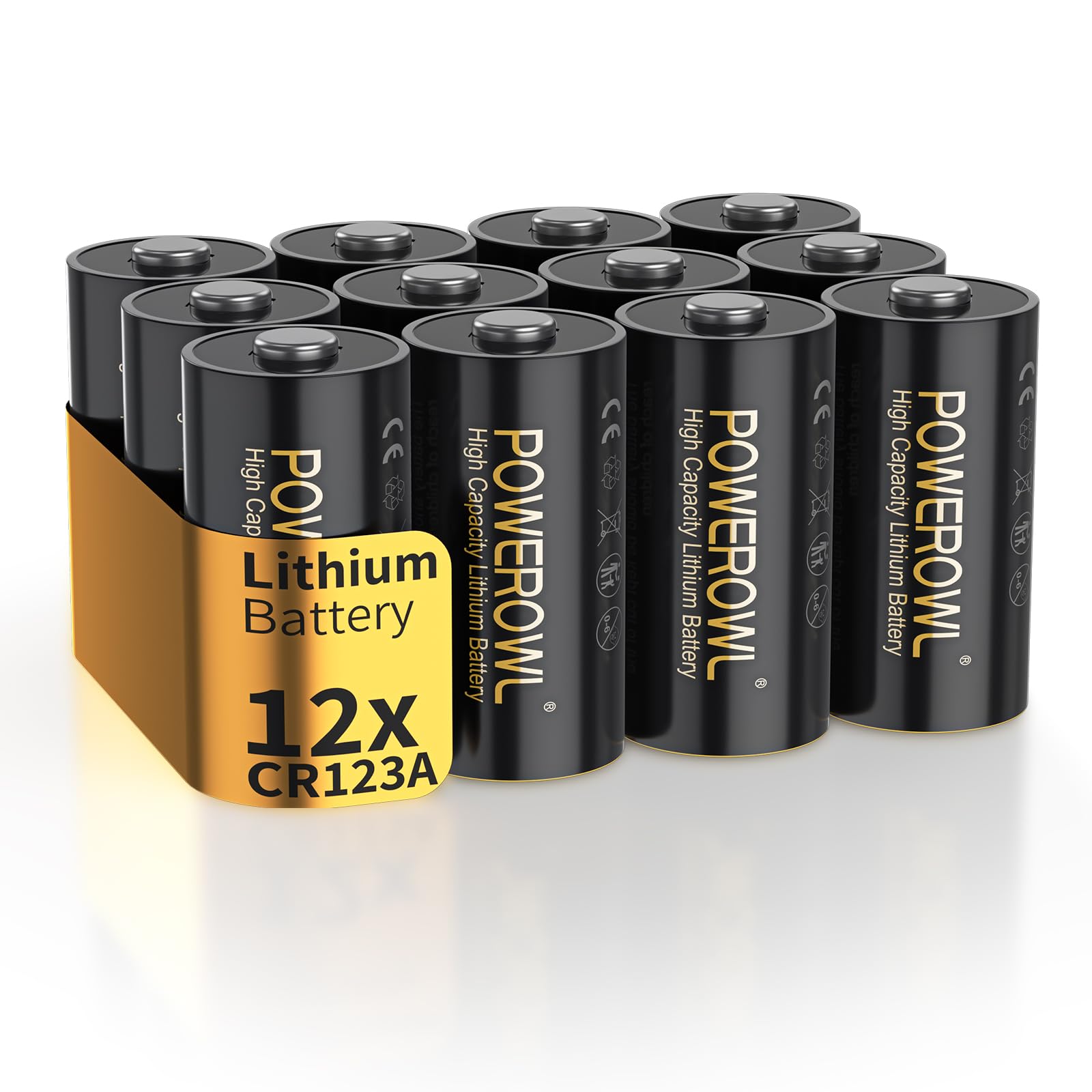 POWEROWL 12-Pack of CR123A 3V Lithium Battery, CR123A Batteries (CR123 ...