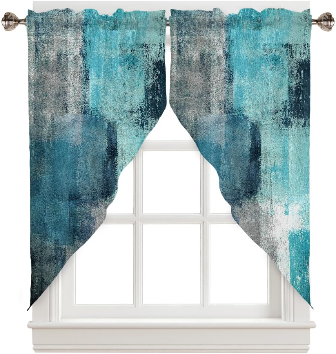 Amazon.com: Blue Swag Curtains, Teal Gray Modern Aesthetic Abstract ...