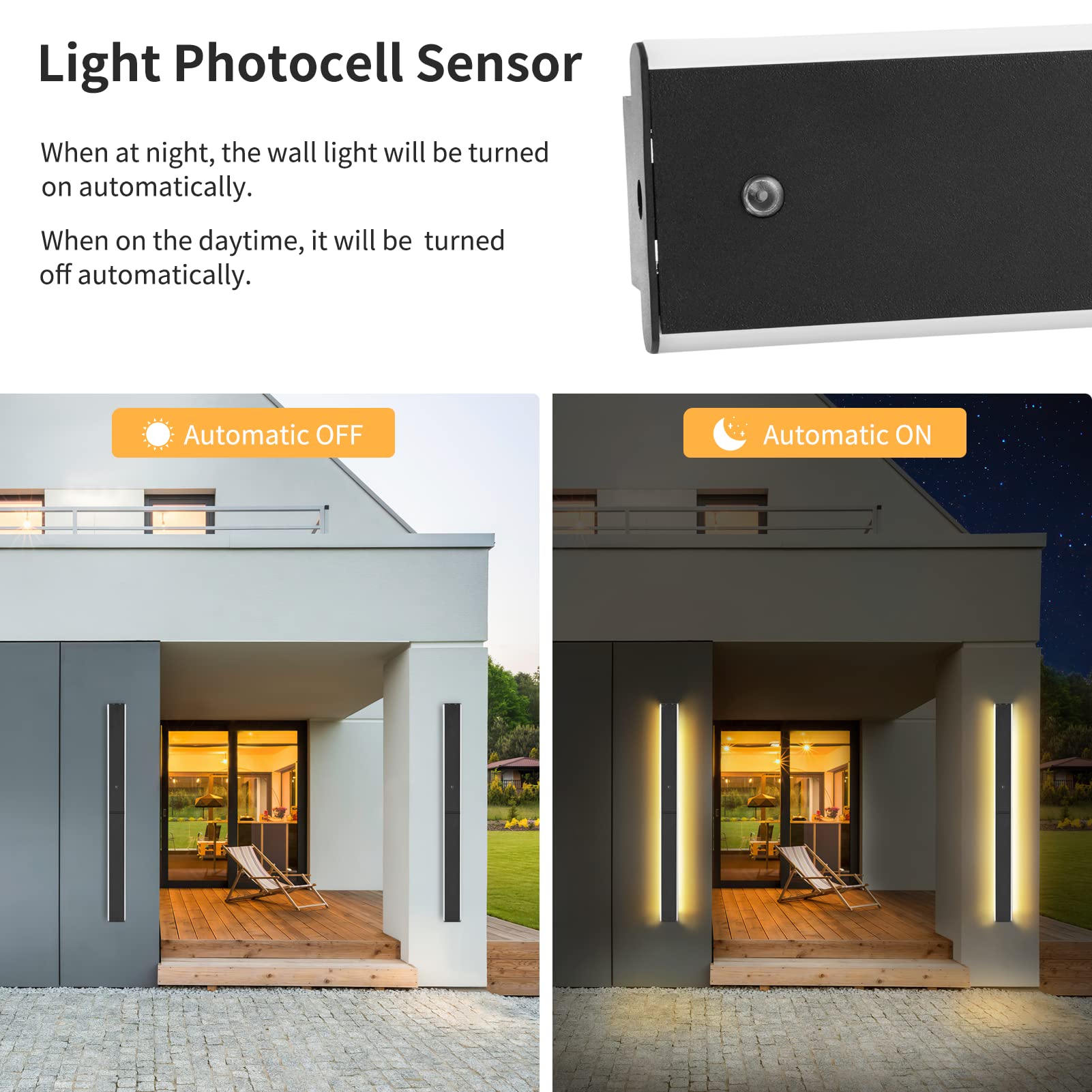 TYCOLIT Outdoor Photocell Sensor Wall Sconce 30W 34Inch Led Wall Lights ...