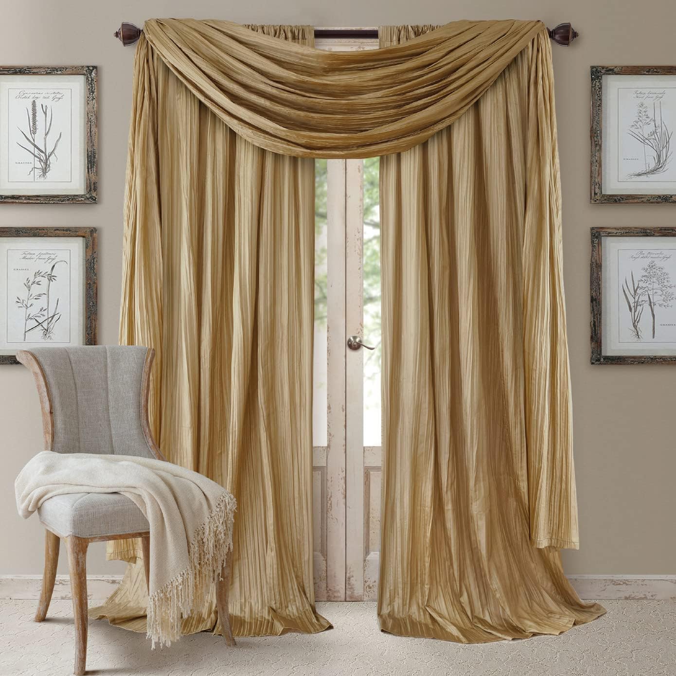 Amazon.com: KoTing Blackout Golden Curtain Drape for Bedroom 1 Panel ...