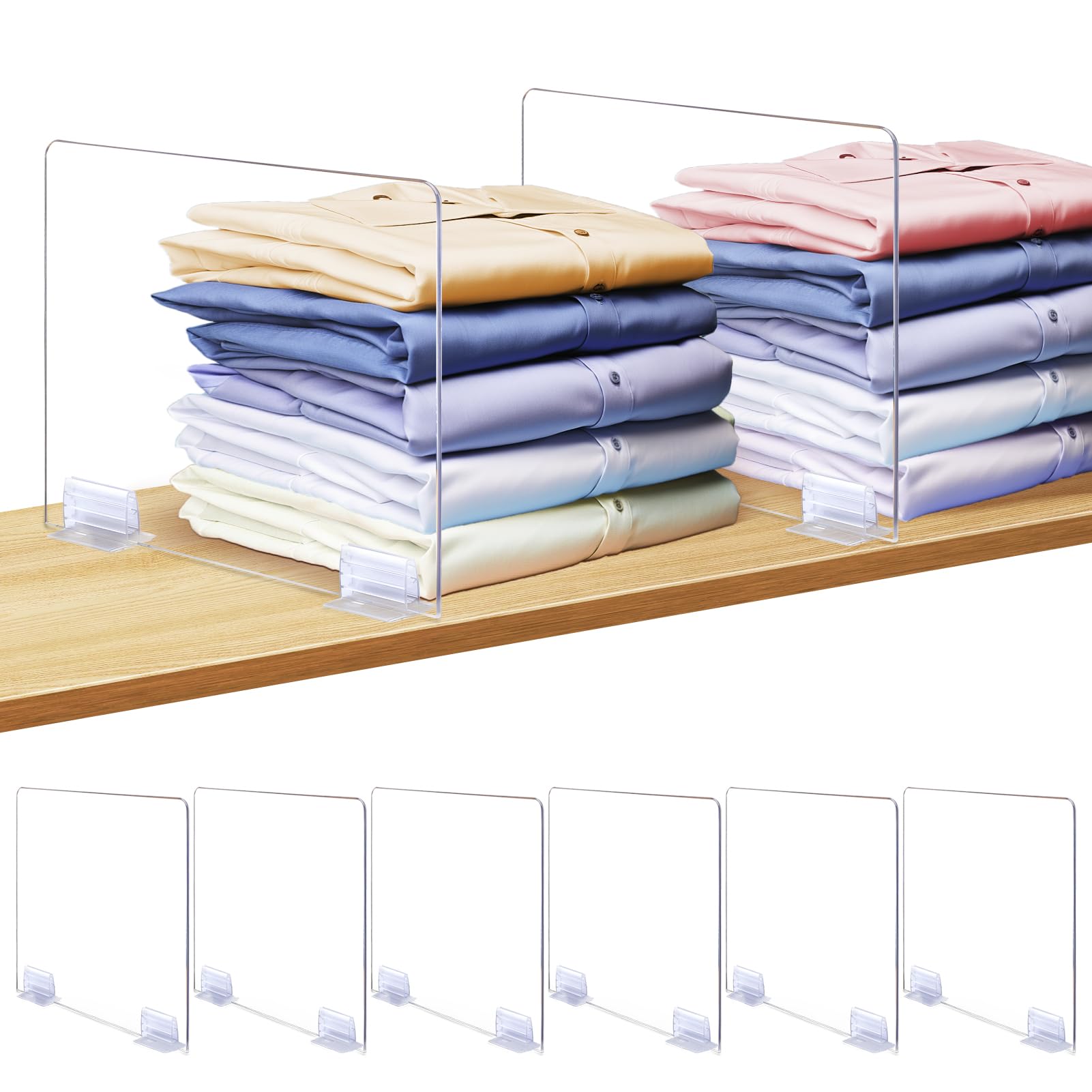 Amazon.com: Consevisen Shelf Dividers, 6 Pack Acrylic Clear Shelf ...