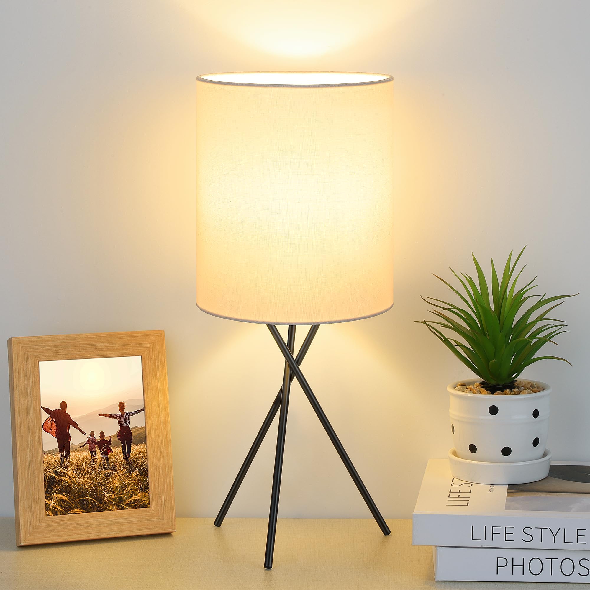 New Sunbeam Modern Table LAMP with Black Fabric Shade and Metal Base ...