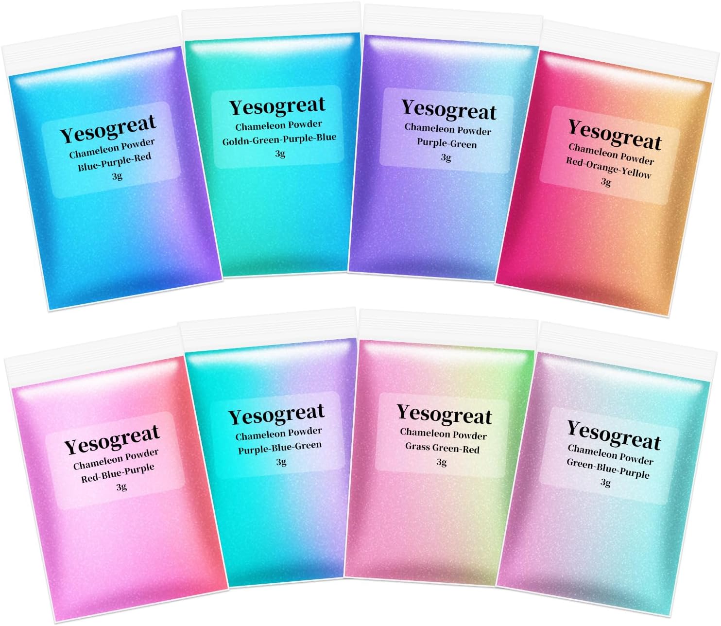 Amazon.com: 8 Colors Chameleon Mica Powder, Epoxy Resin Color Pigment ...