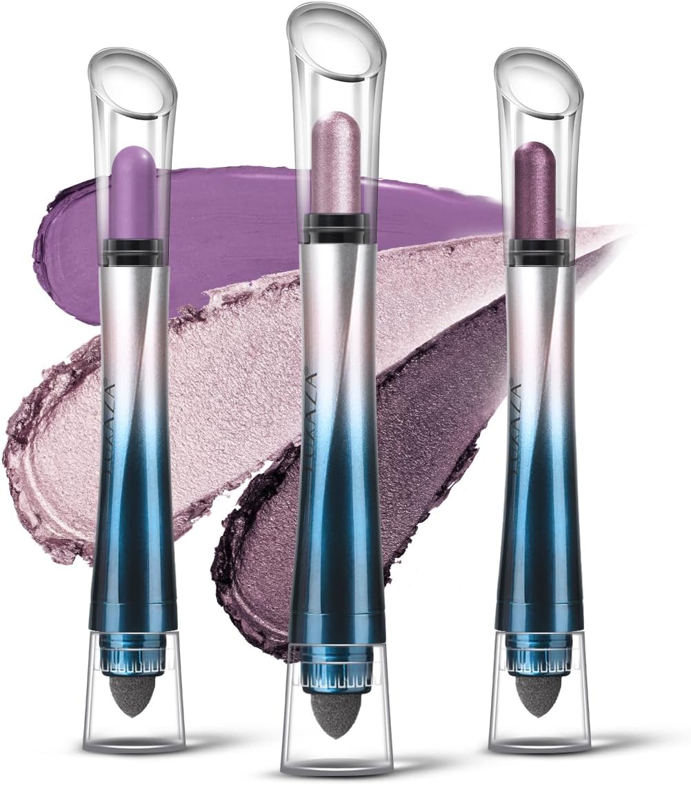 Amazon.com : LUXAZA 24H Longwear Cream Eyeshadow Stick,3 PCS Metallic ...