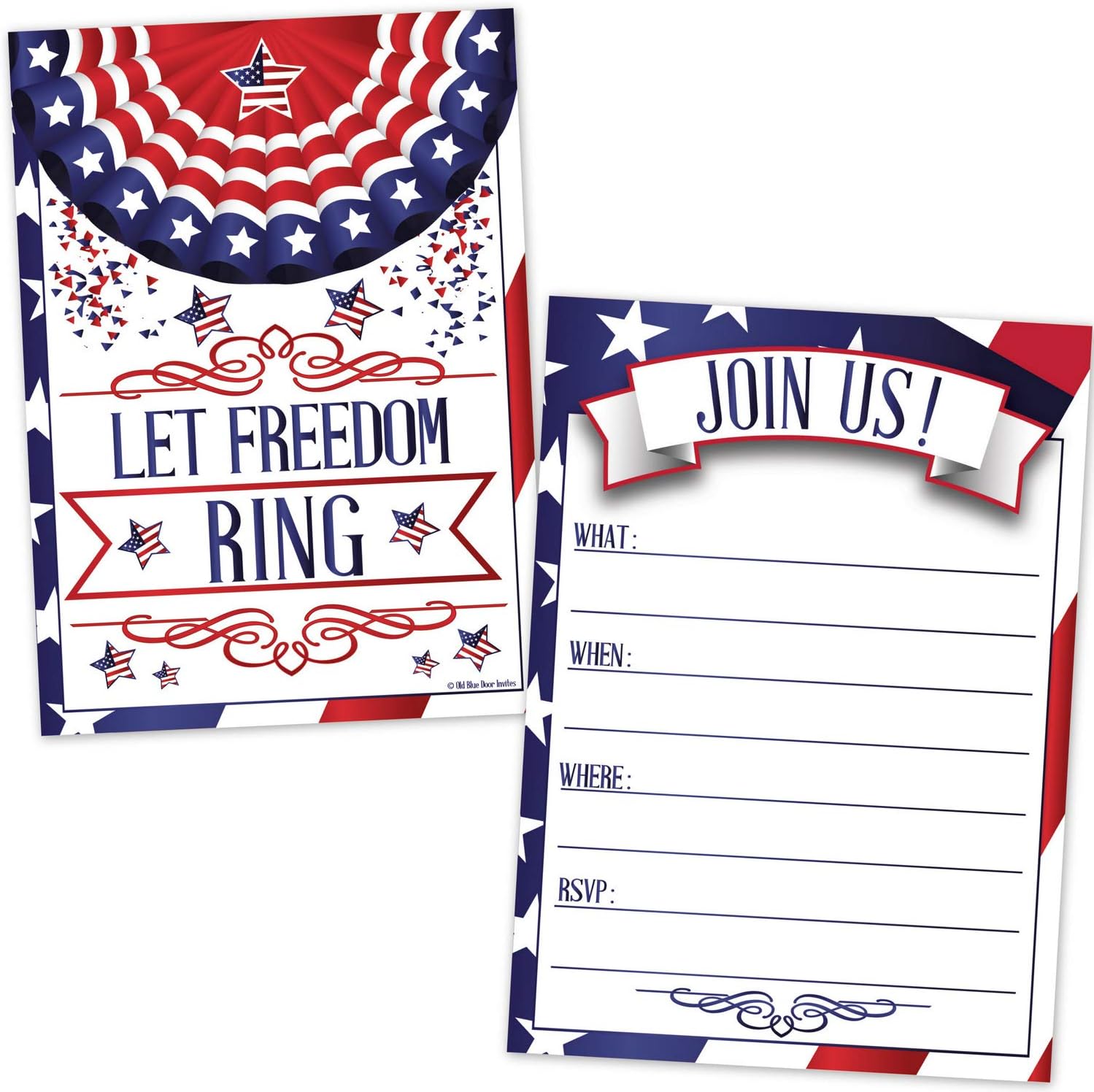 Amazon.com : Patriotic Invitations (20 Count with Envelopes) - 4th of ...